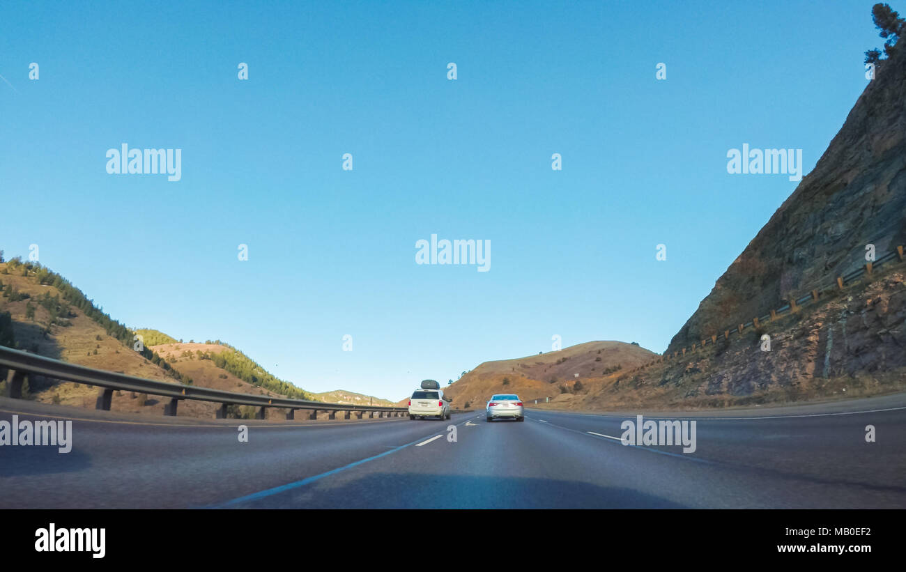 Driving on interstate highway I70 in the mountains Stock Photo - Alamy