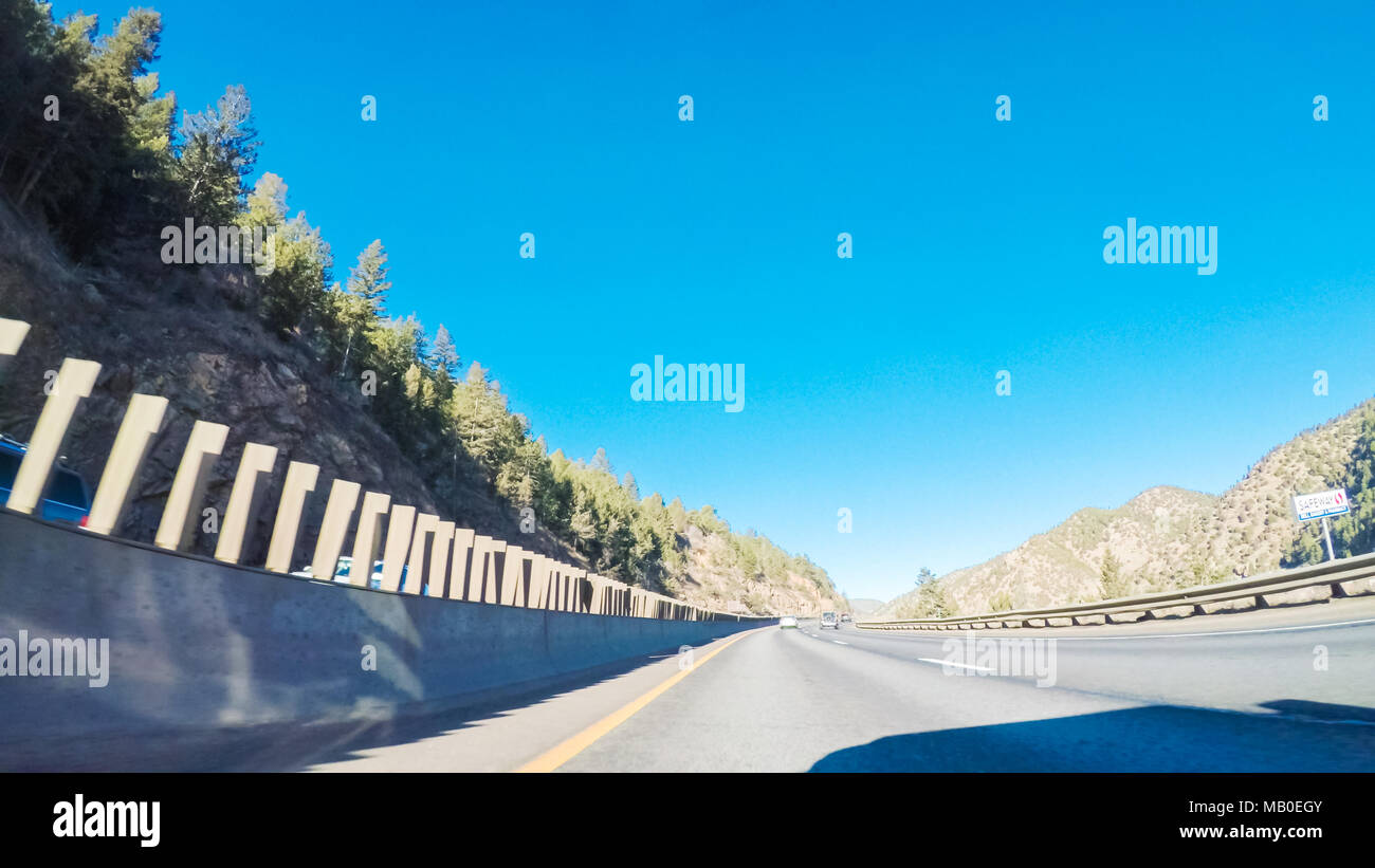 Driving on interstate highway I70 in the mountains Stock Photo - Alamy