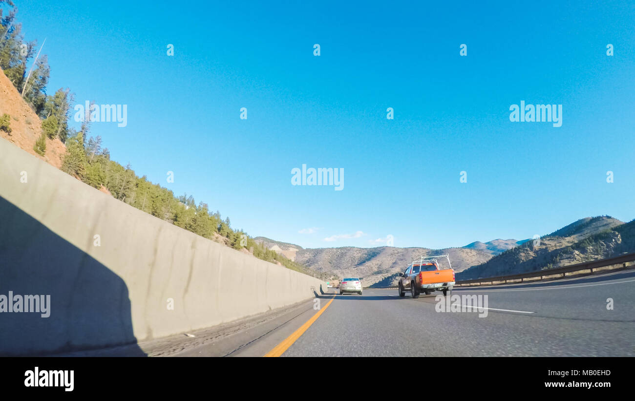 Driving on interstate highway I70 in the mountains Stock Photo - Alamy