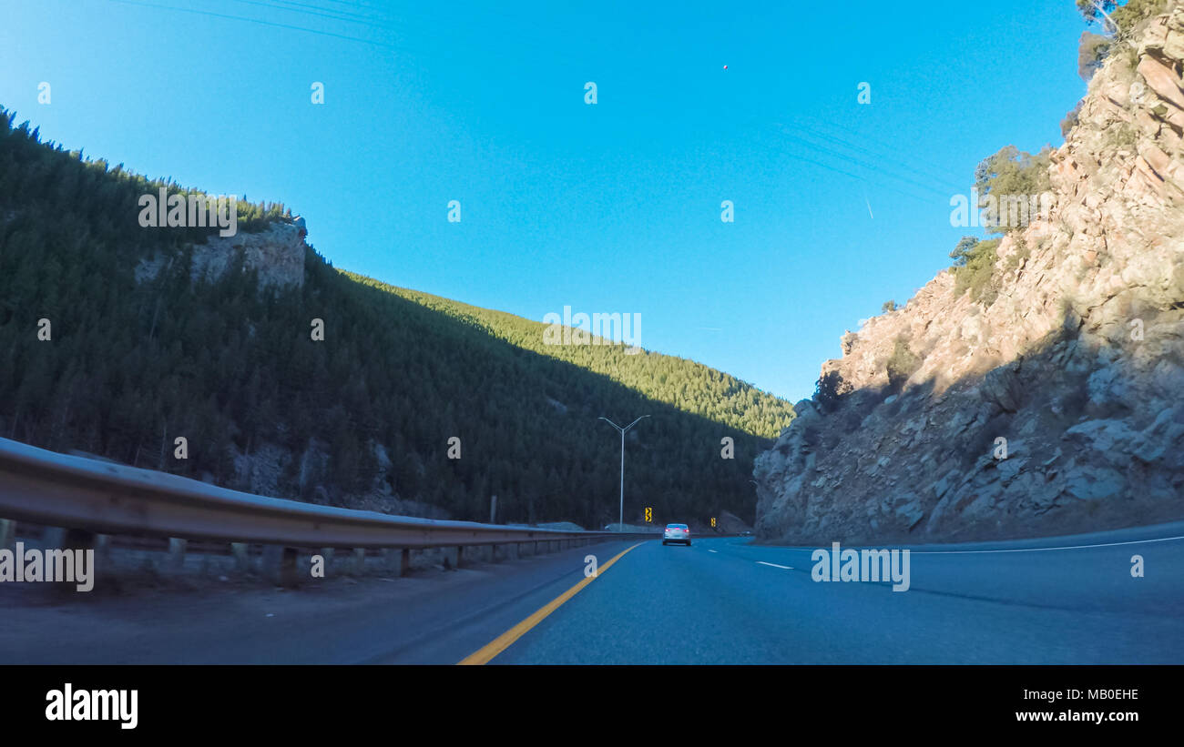 Driving on interstate highway I70 in the mountains Stock Photo - Alamy