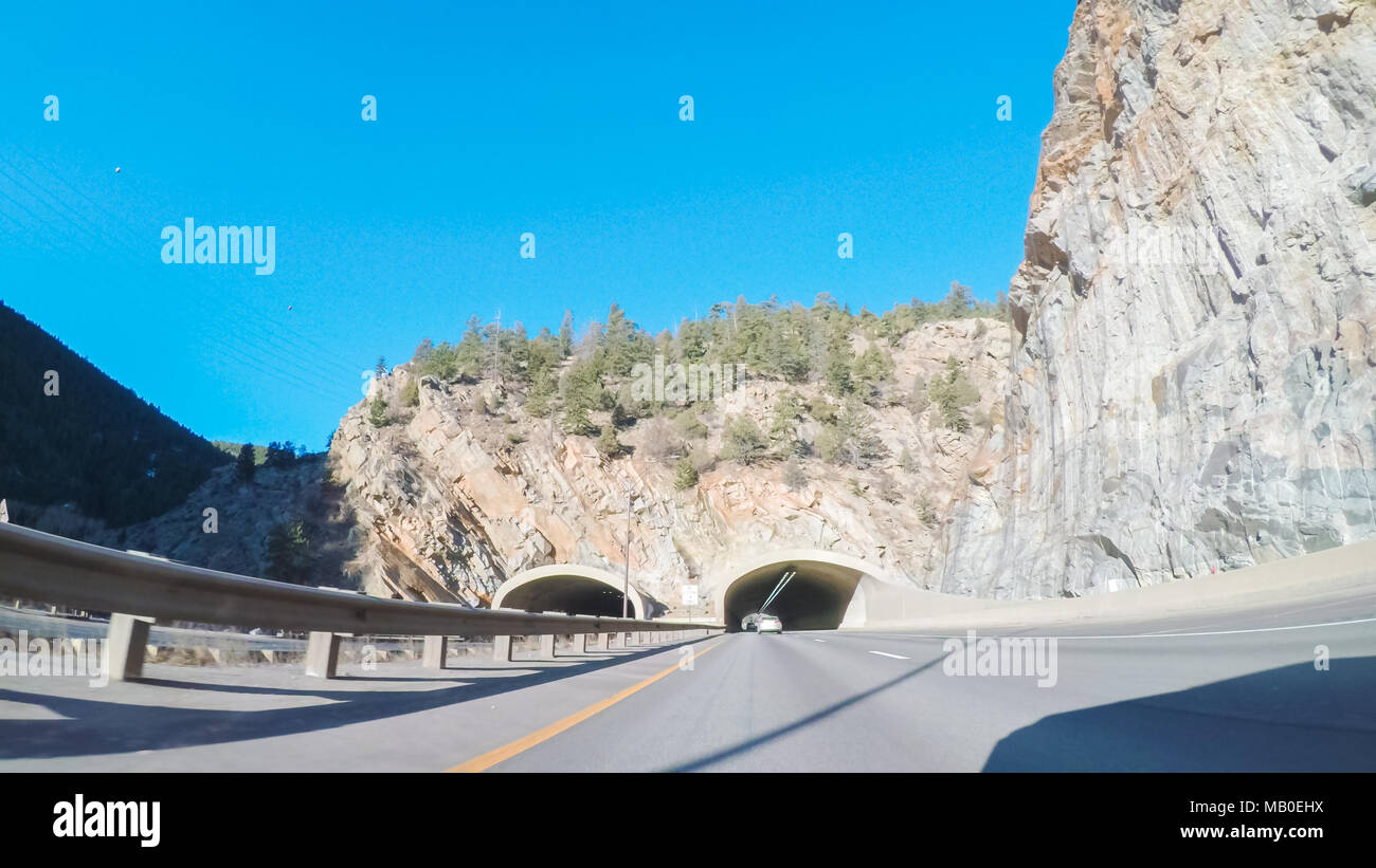Driving on interstate highway I70 in the mountains Stock Photo - Alamy