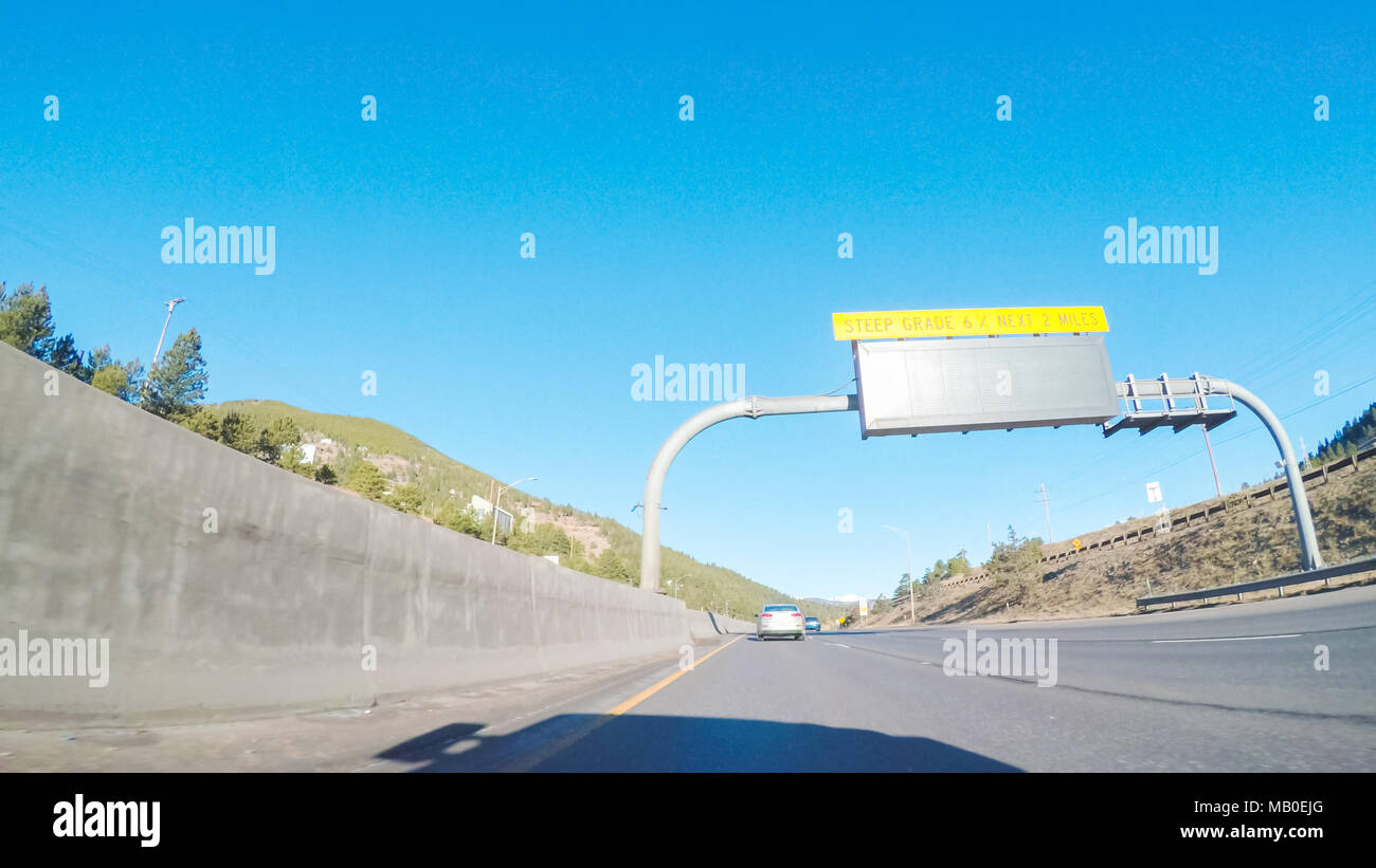 Driving on interstate highway I70 in the mountains Stock Photo - Alamy