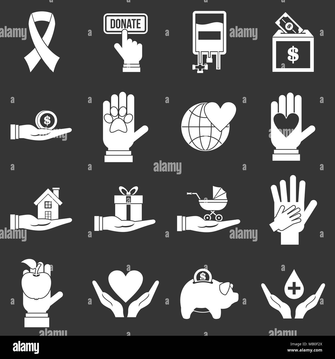 Charity icons set grey vector Stock Vector Image & Art - Alamy