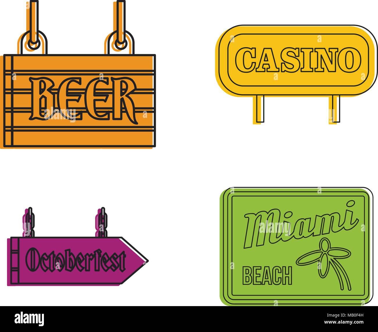 Welcome board icon set, color outline style Stock Vector Image & Art ...