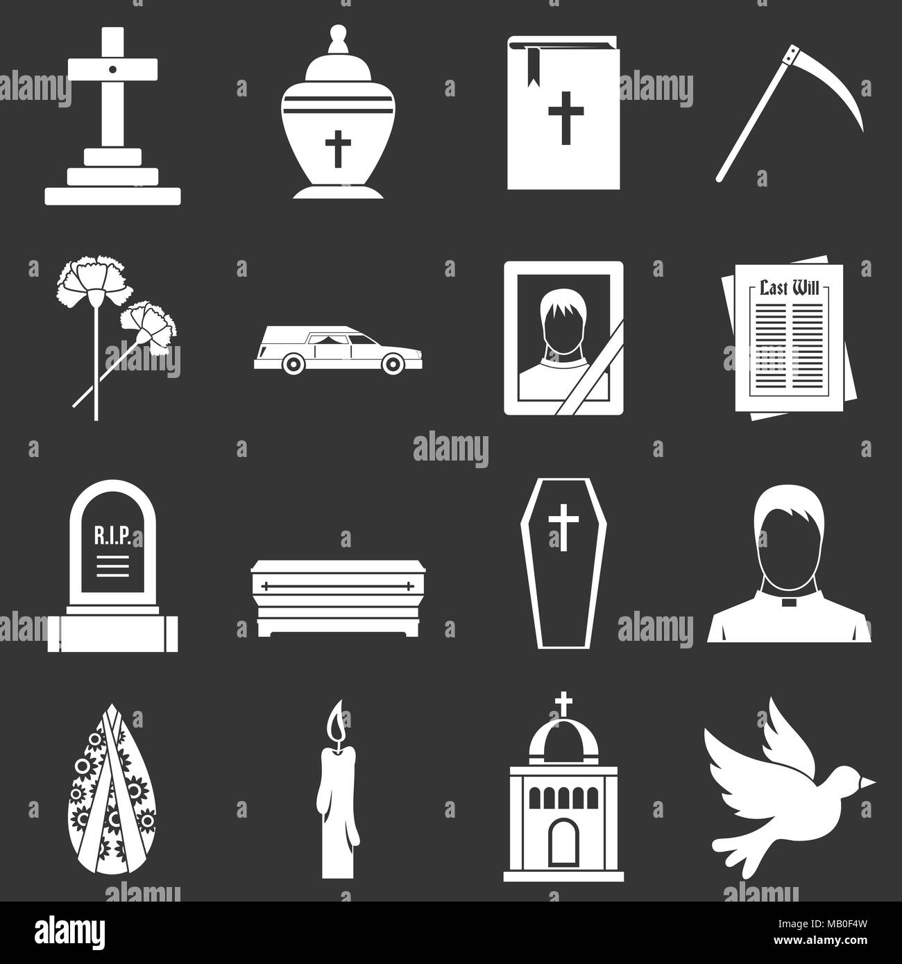Funeral icons set grey vector Stock Vector Image & Art - Alamy