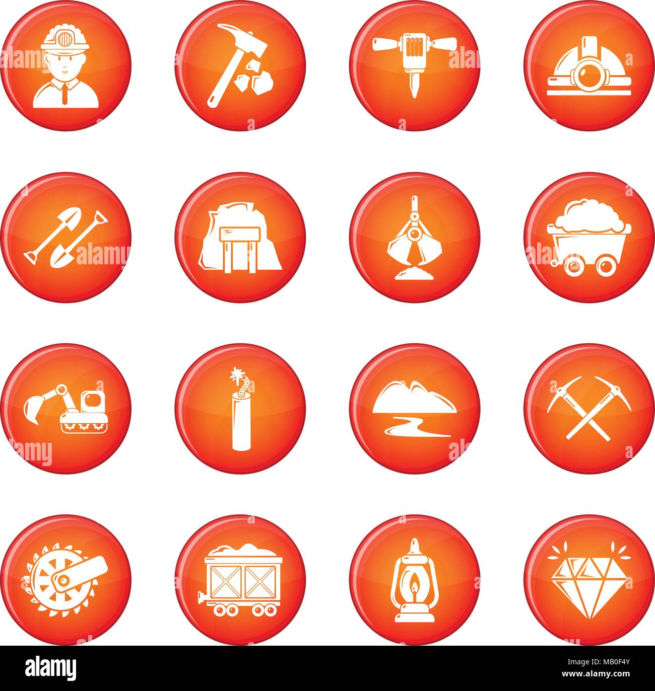 Mining minerals business icons set red vector Stock Vector Image & Art ...