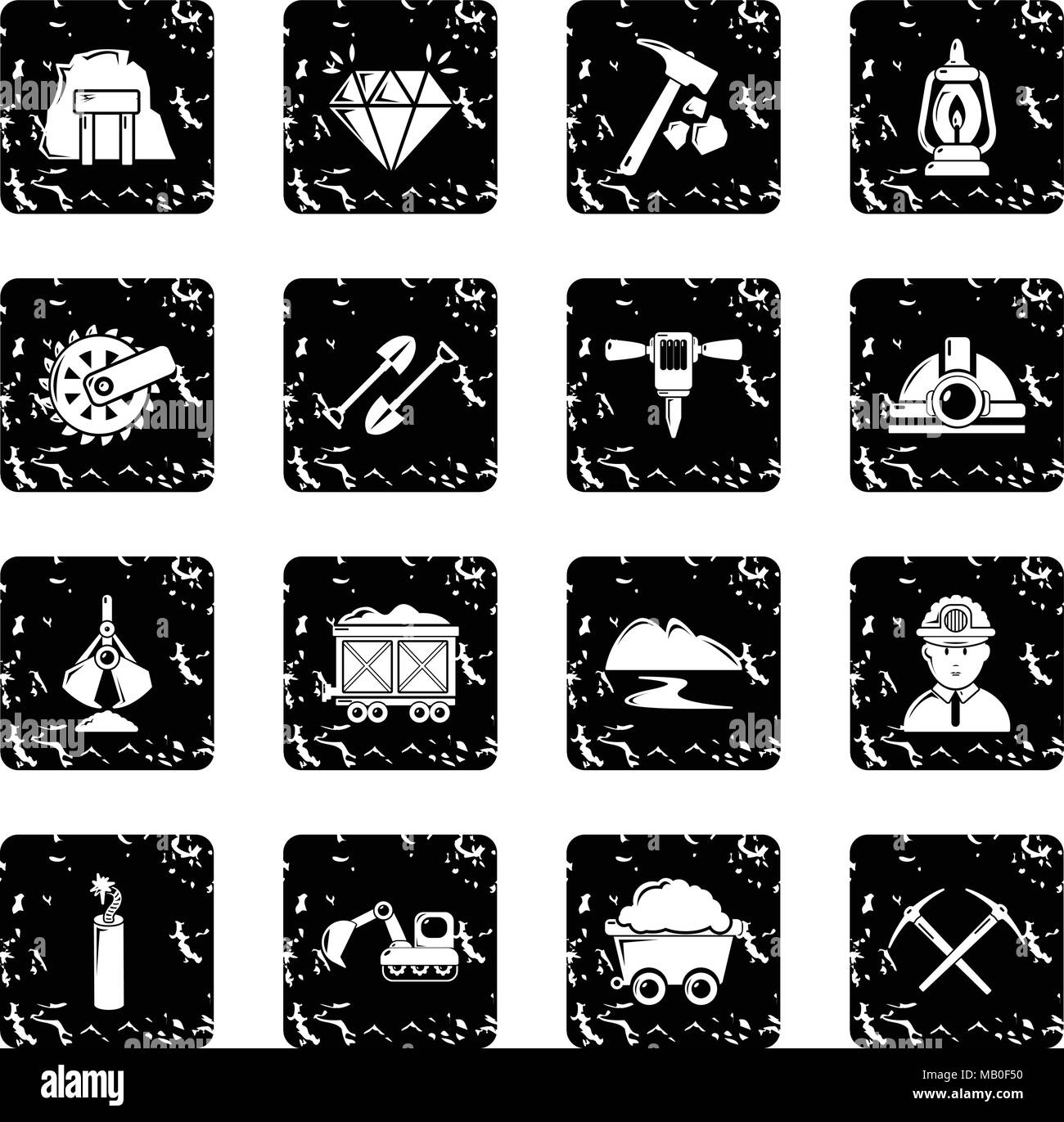 Mining minerals business icons set grunge vector Stock Vector Image ...