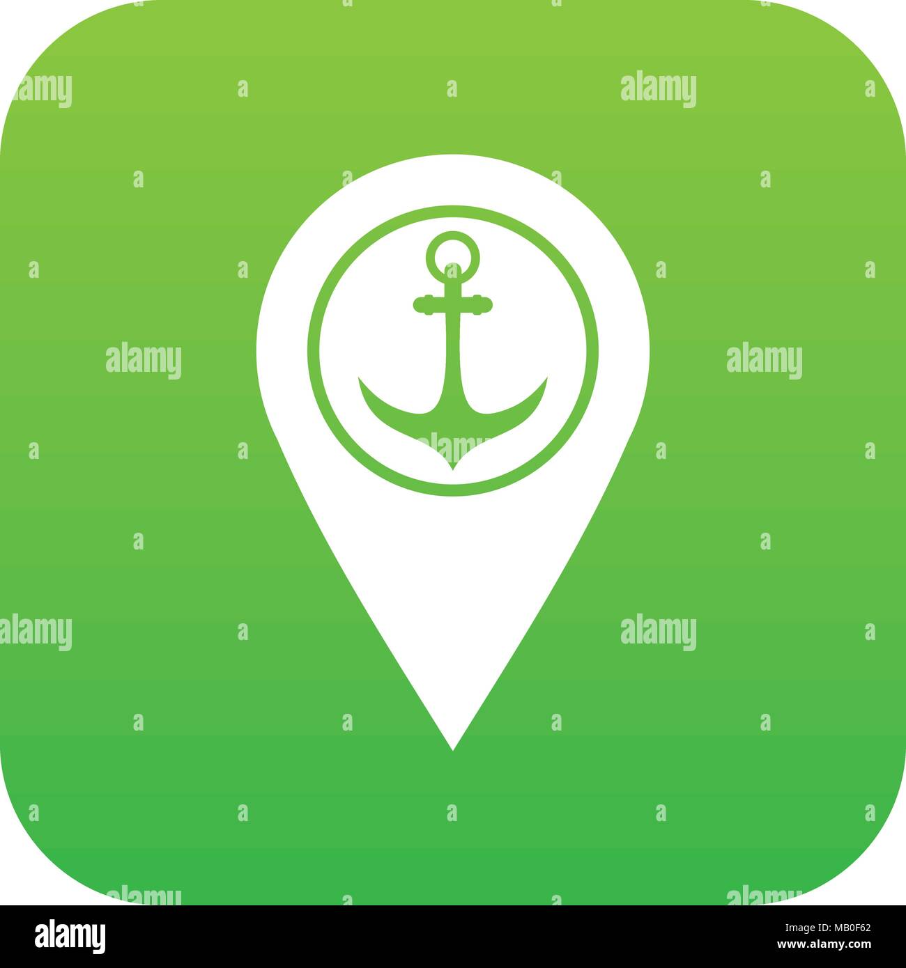 Map pointer with symbol anchor and sea port icon digital green Stock ...