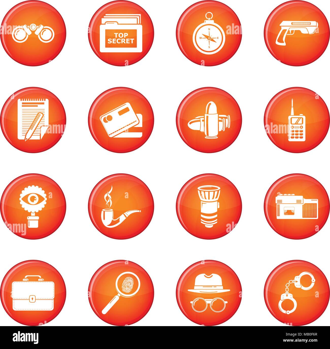 Spy icons set red vector Stock Vector Image & Art - Alamy