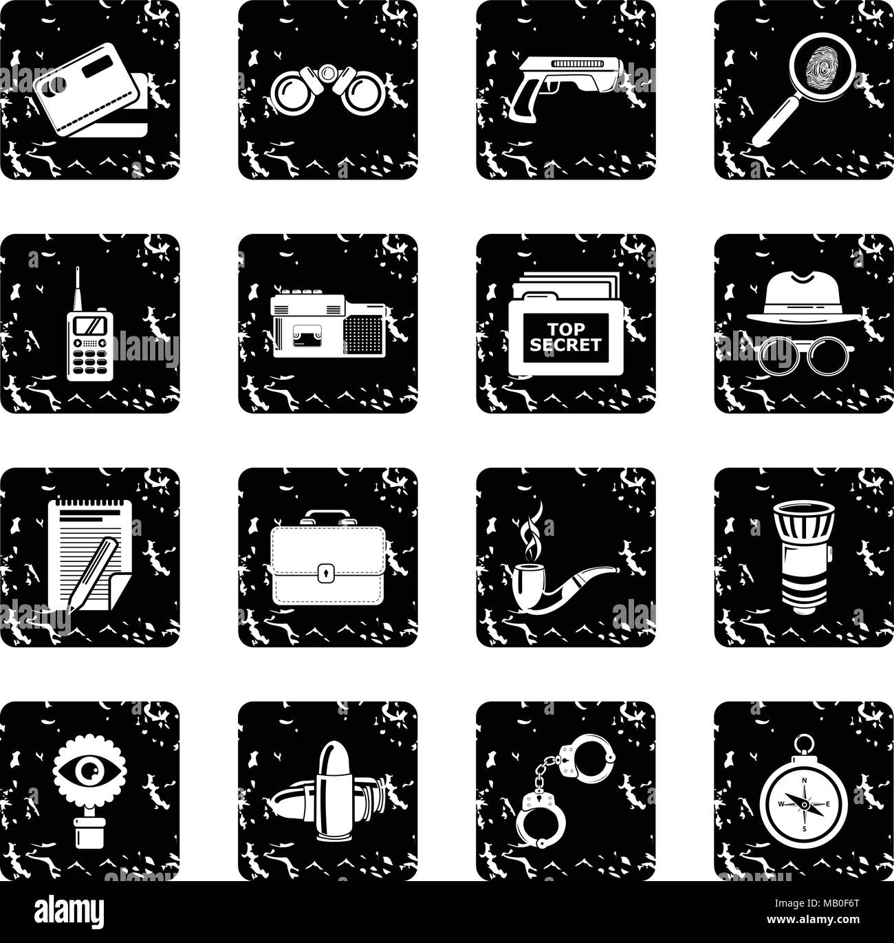 Spy icons set grunge vector Stock Vector Image & Art - Alamy