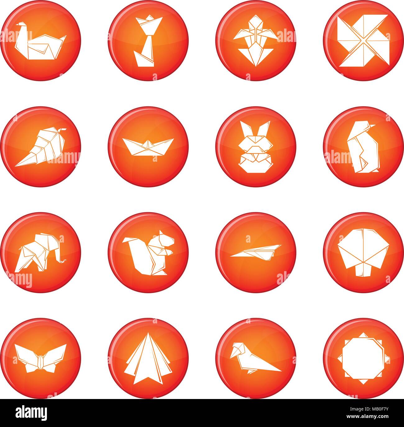 Origami icons set red vector Stock Vector Image & Art - Alamy