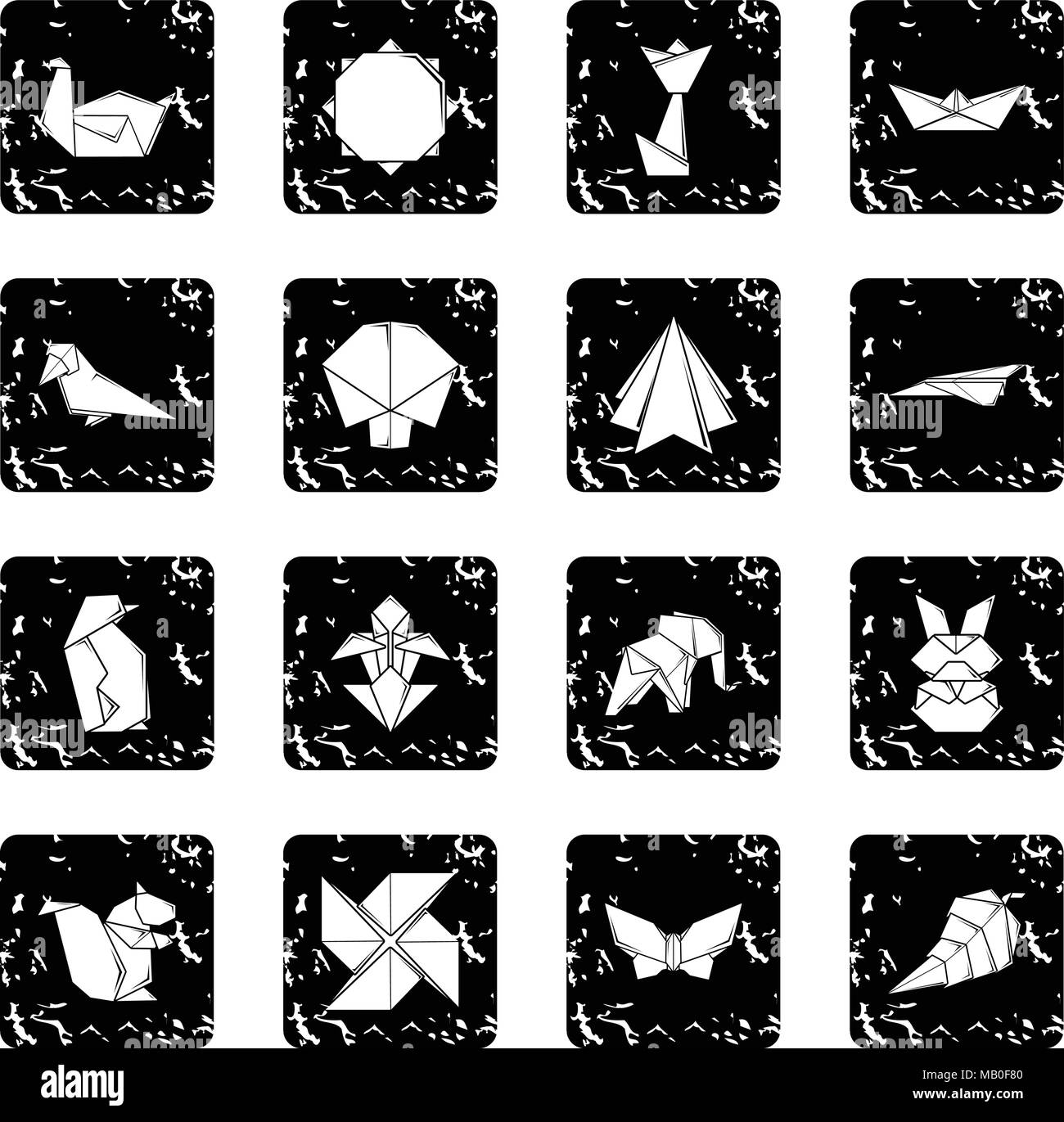 Origami icons set grunge vector Stock Vector Image & Art - Alamy
