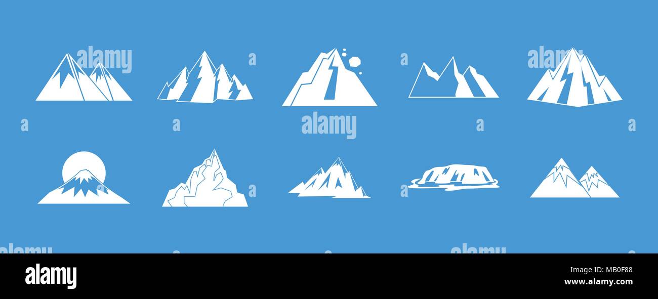 Mountain icon blue set vector Stock Vector Image & Art - Alamy