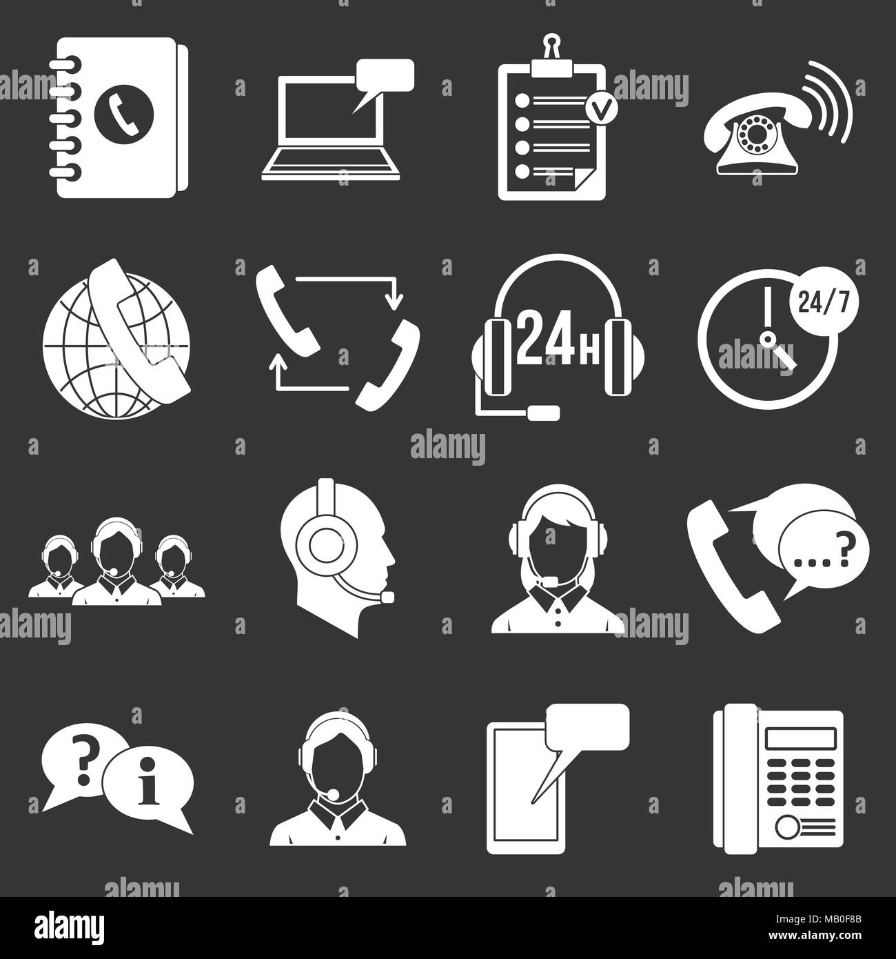 Call center symbols icons set grey vector Stock Vector Image & Art - Alamy