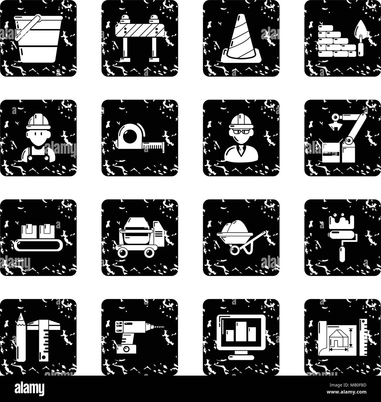 Building process icons set grunge vector Stock Vector Image & Art - Alamy