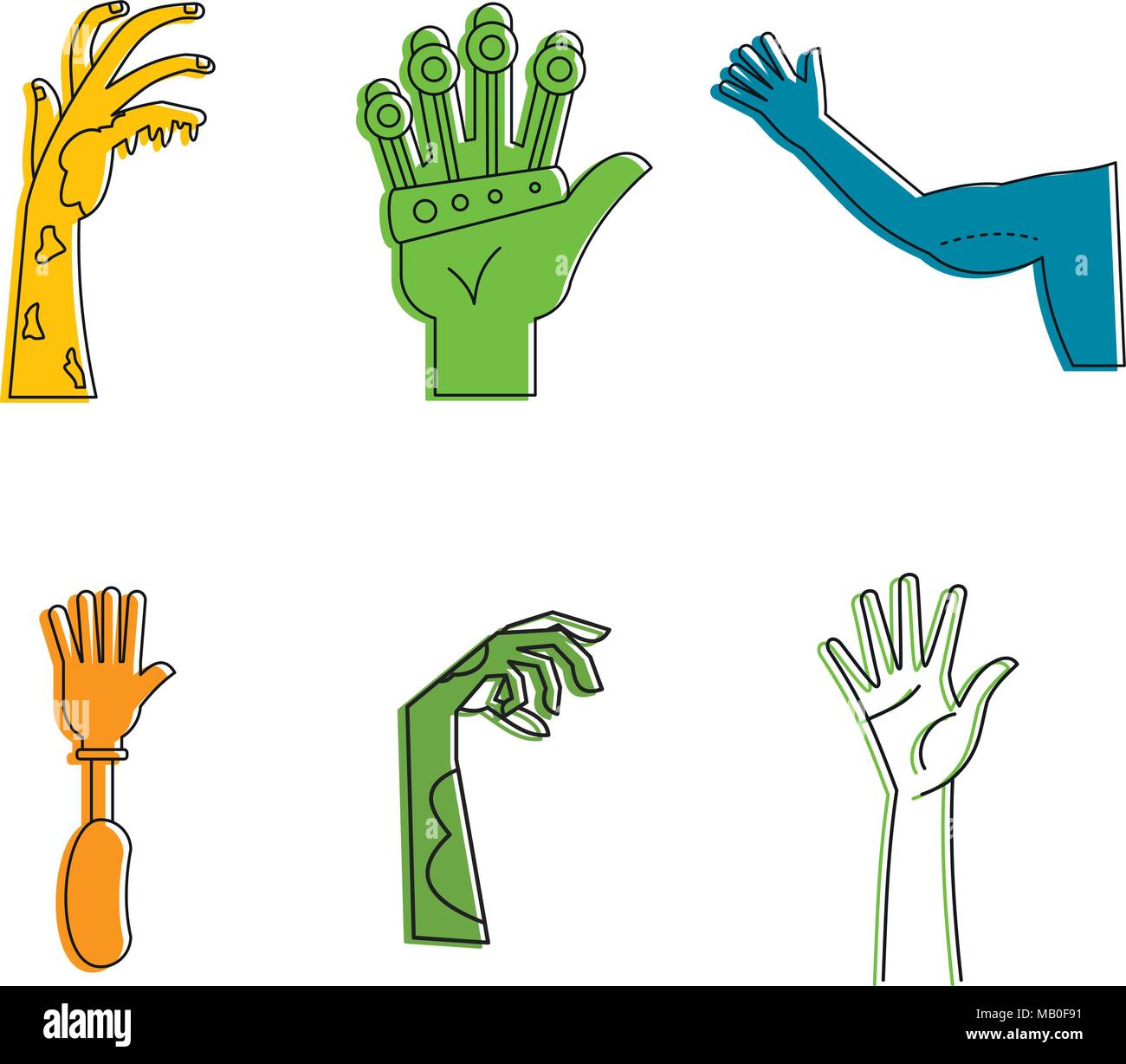 Human hand icon set, color outline style Stock Vector Image & Art - Alamy