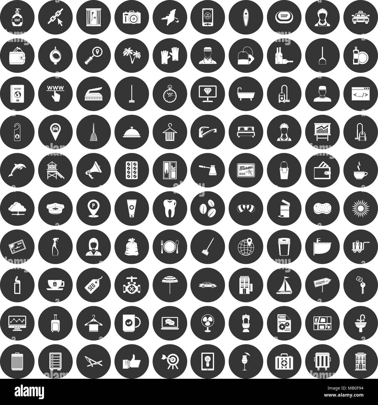 100 hotel services icons set black circle Stock Vector Image & Art - Alamy