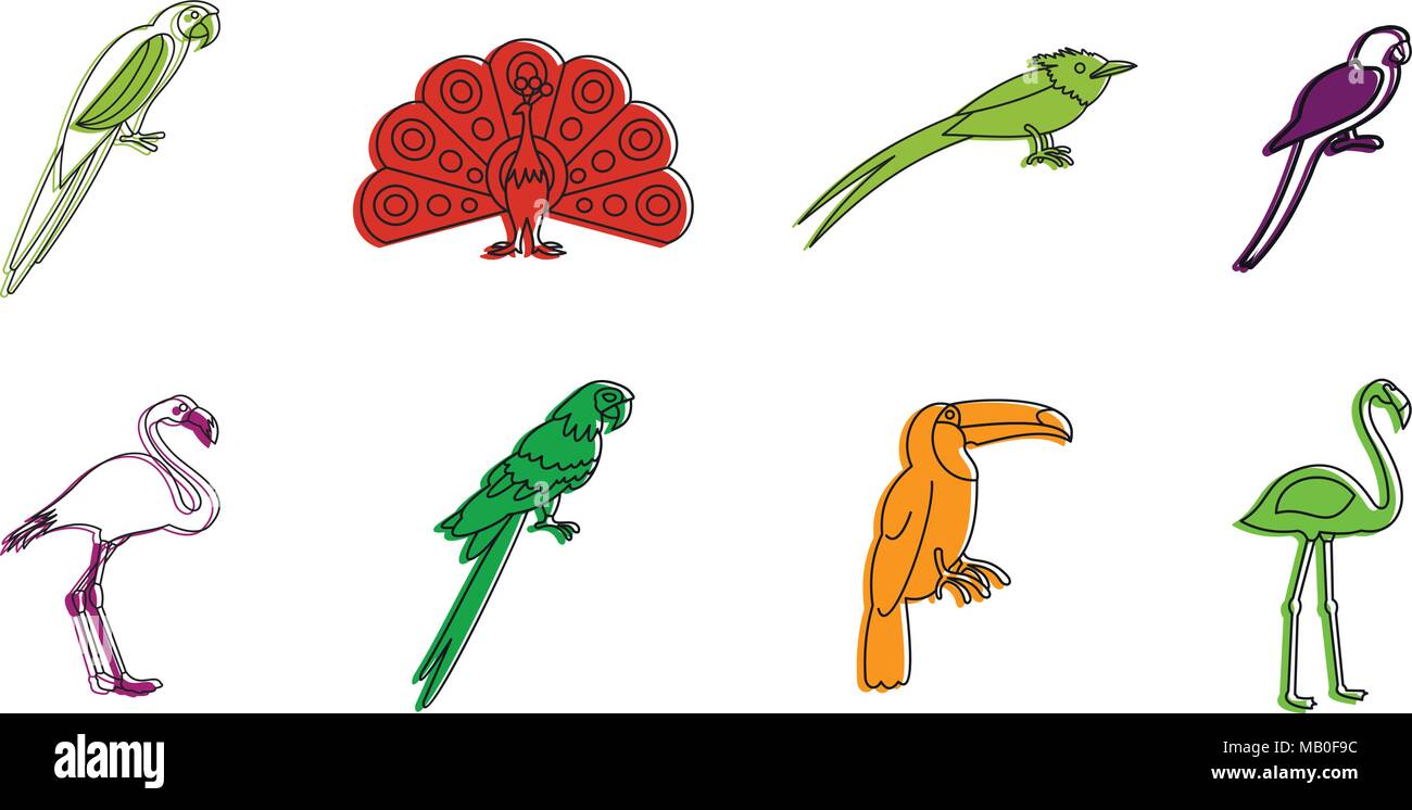 Exotic birds icon set, color outline style Stock Vector Image & Art - Alamy