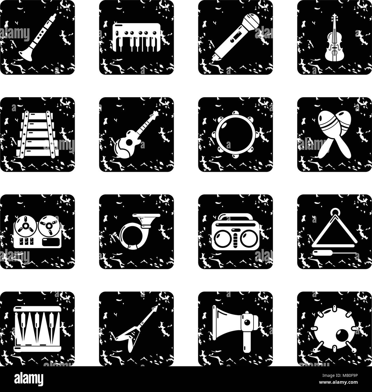 Musical instruments icons set grunge vector Stock Vector Image & Art ...