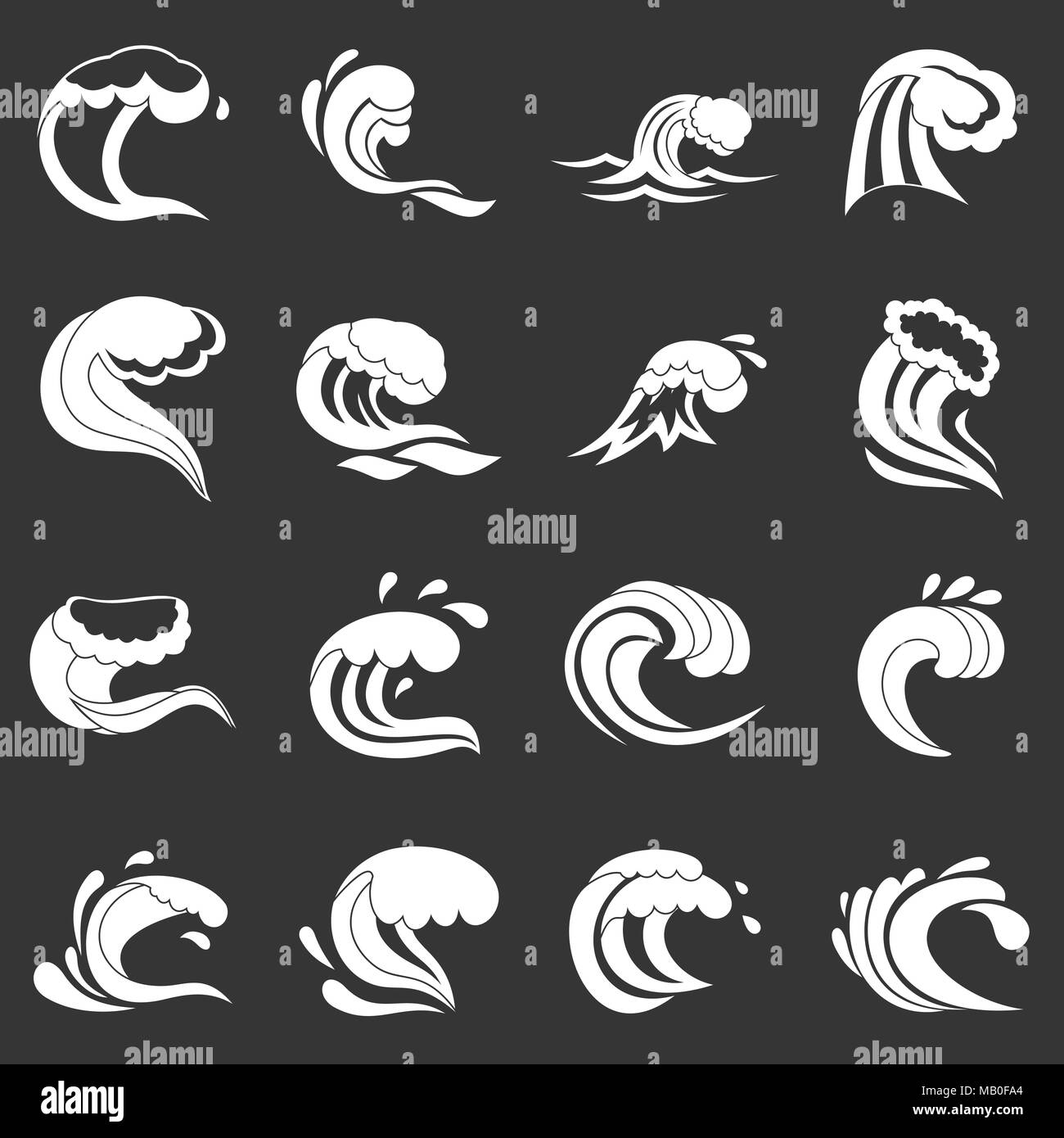 Sea waves icons set grey vector Stock Vector Image & Art - Alamy