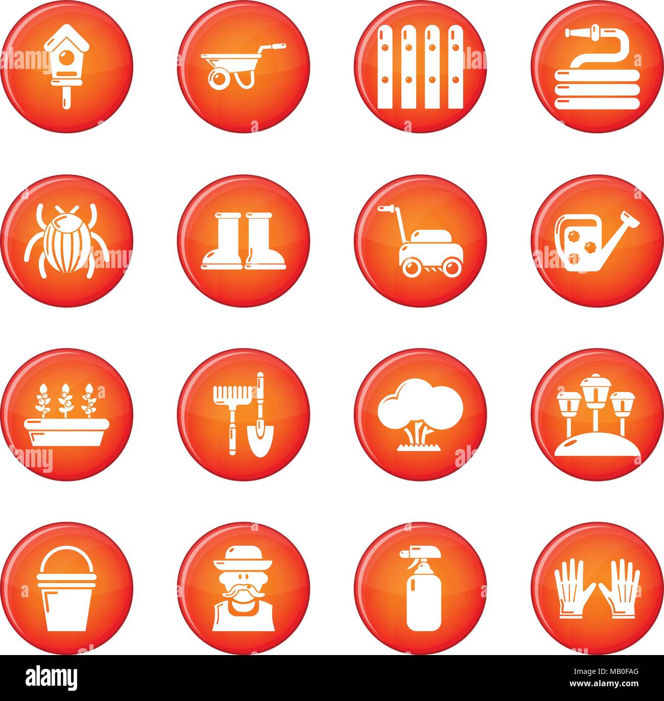 Gardener icons set red vector Stock Vector Image & Art - Alamy