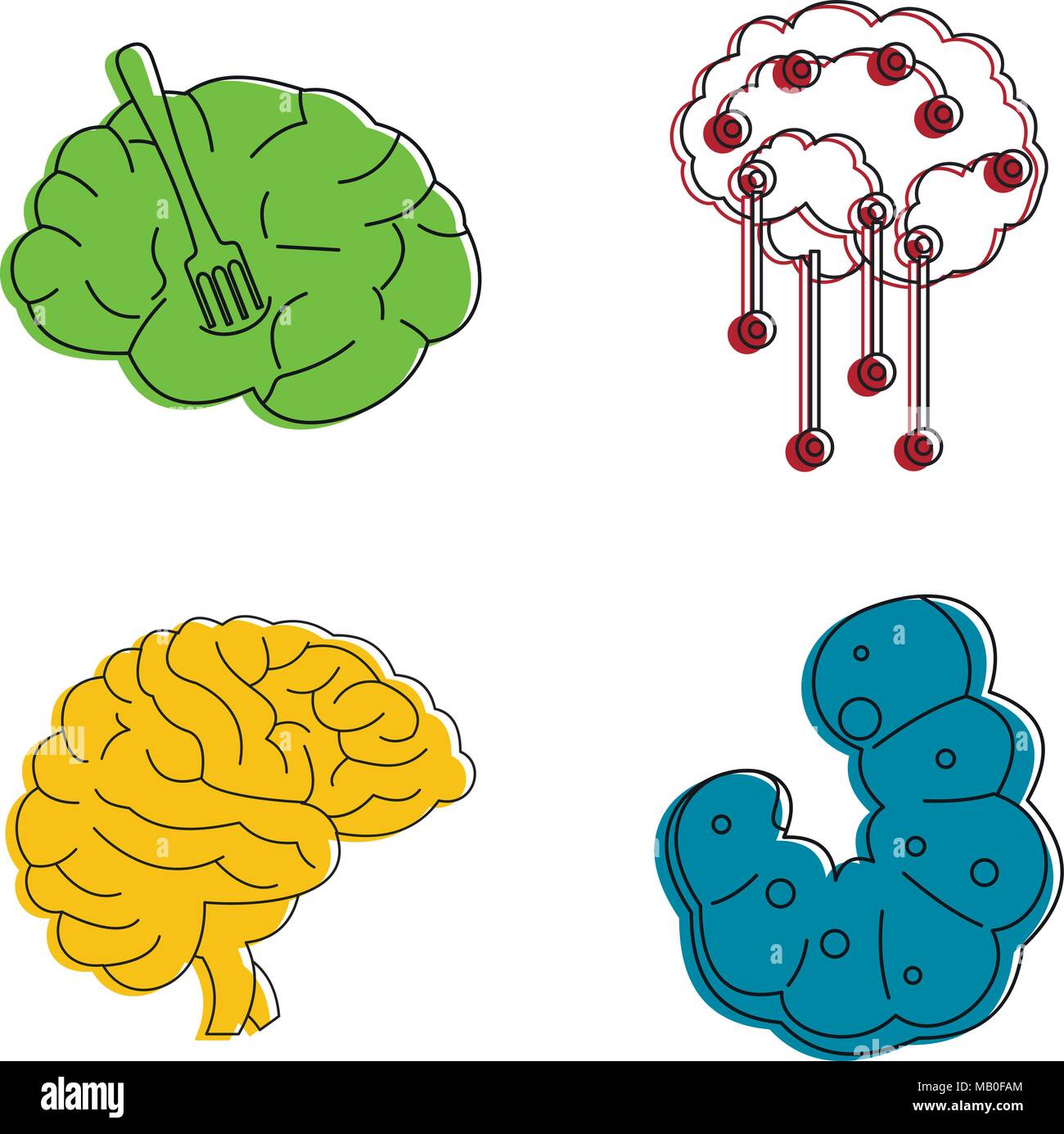 Human brain icon set, color outline style Stock Vector Image & Art - Alamy