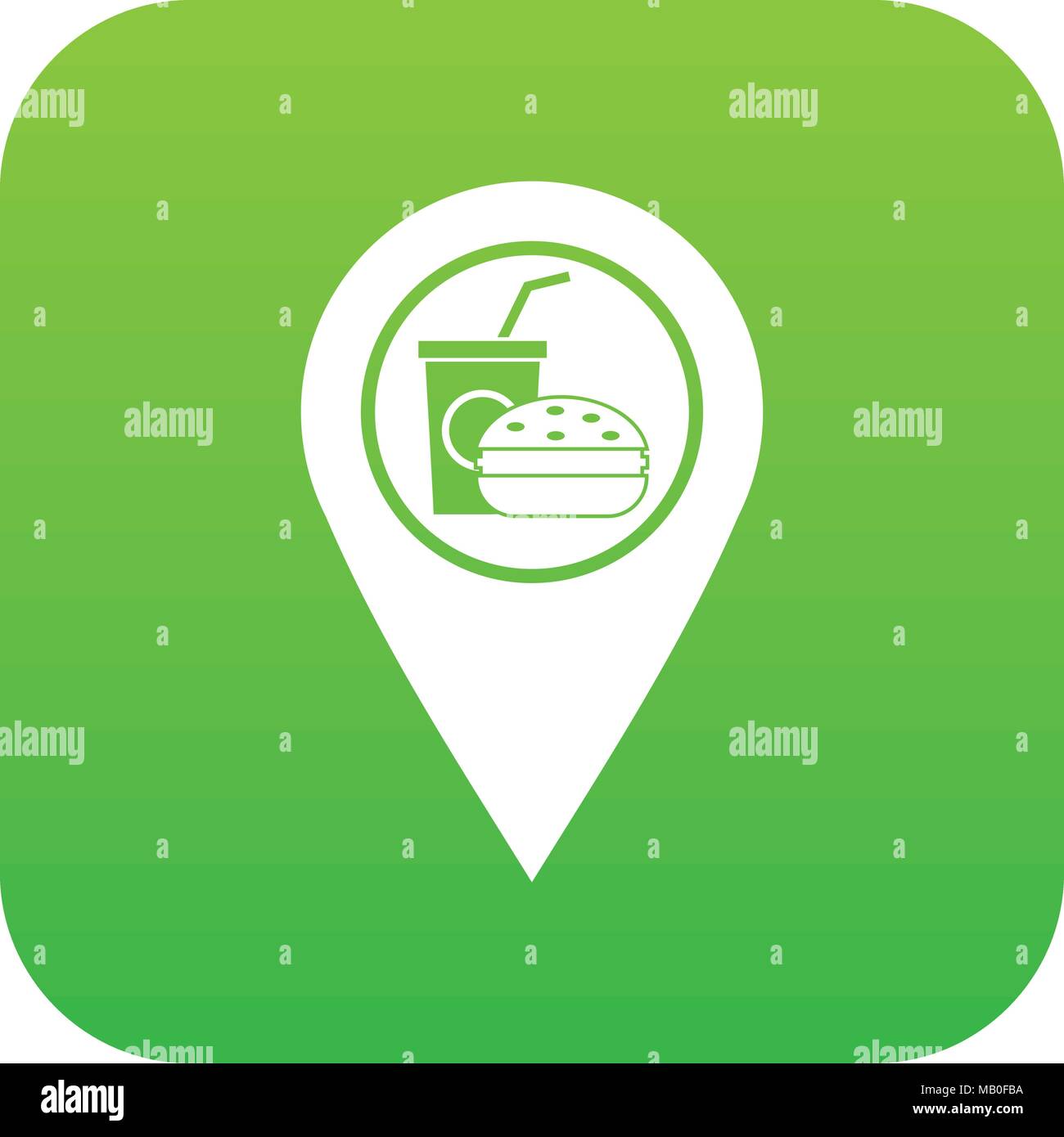 Fast food and restaurant map pointer icon digital green Stock Vector ...