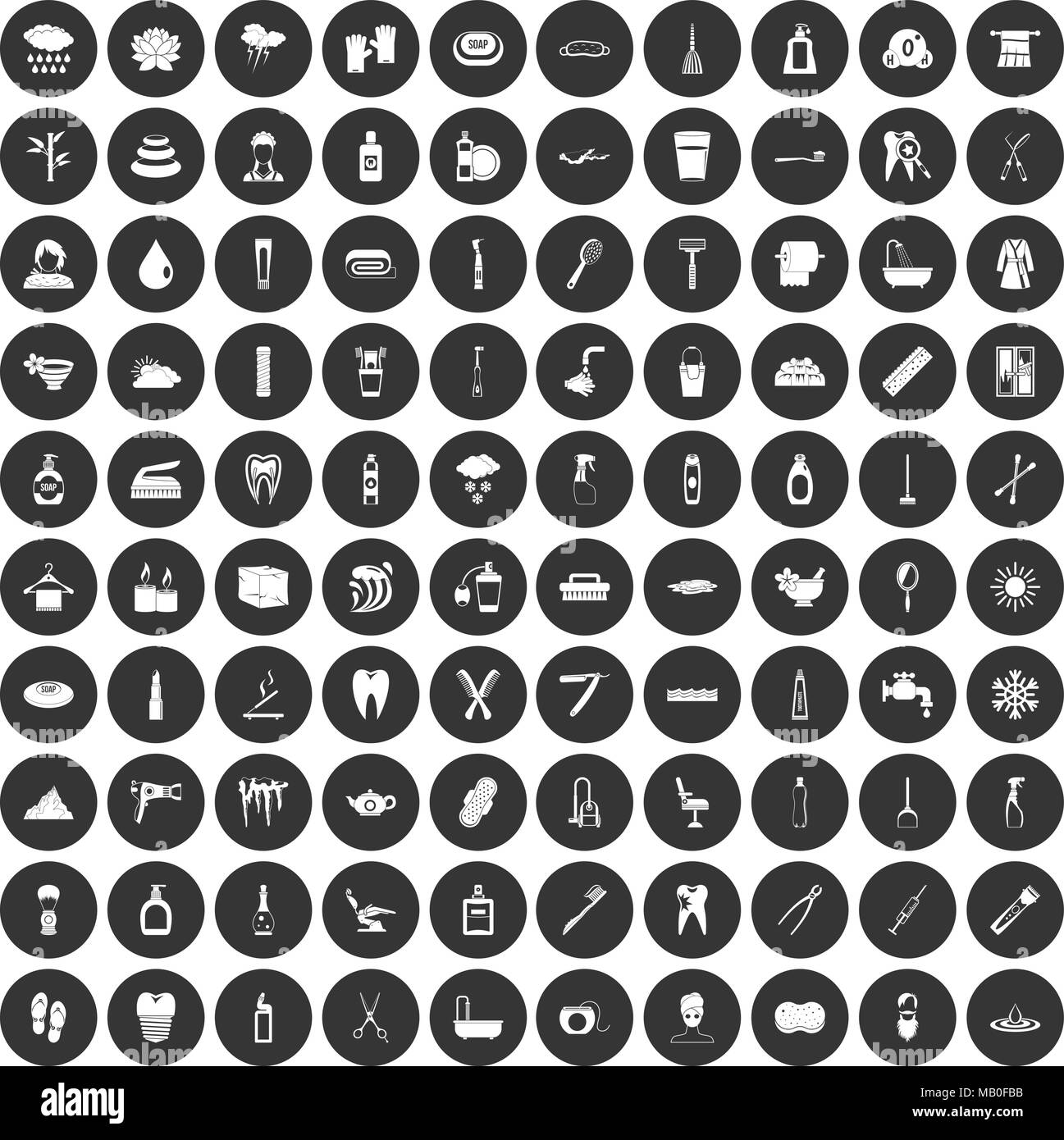 100 hygiene icons set black circle Stock Vector Image & Art - Alamy
