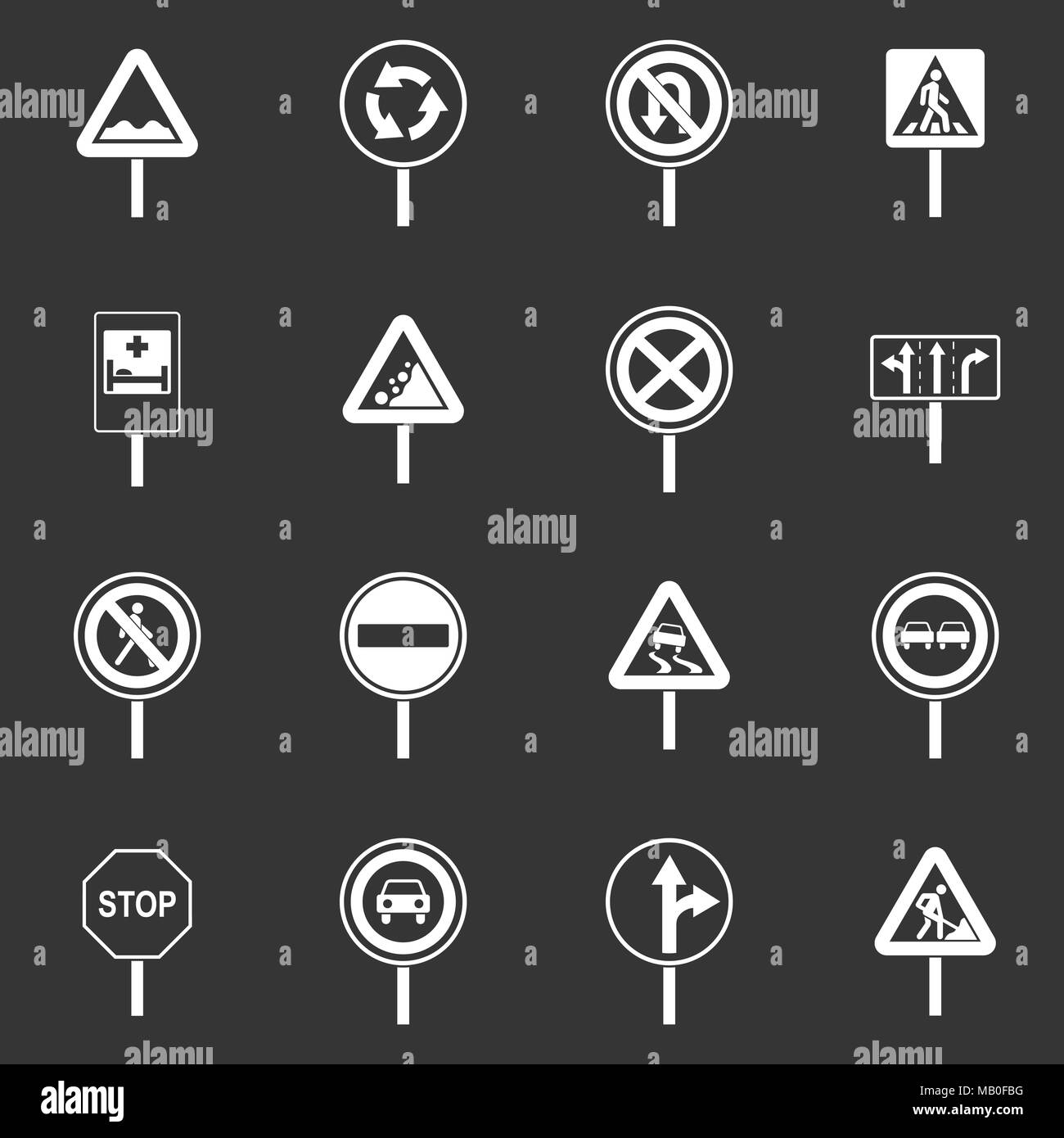 Different road signs icons set grey vector Stock Vector Image & Art - Alamy
