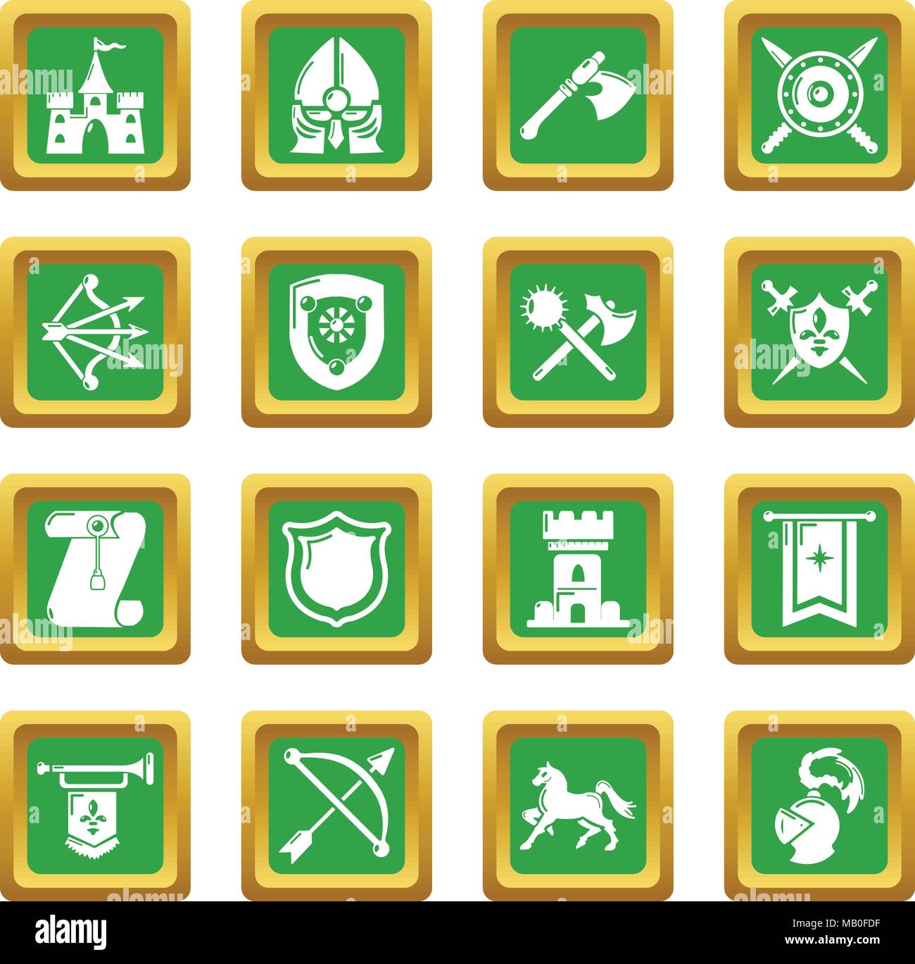 Knight medieval icons set green square vector Stock Vector Image & Art ...