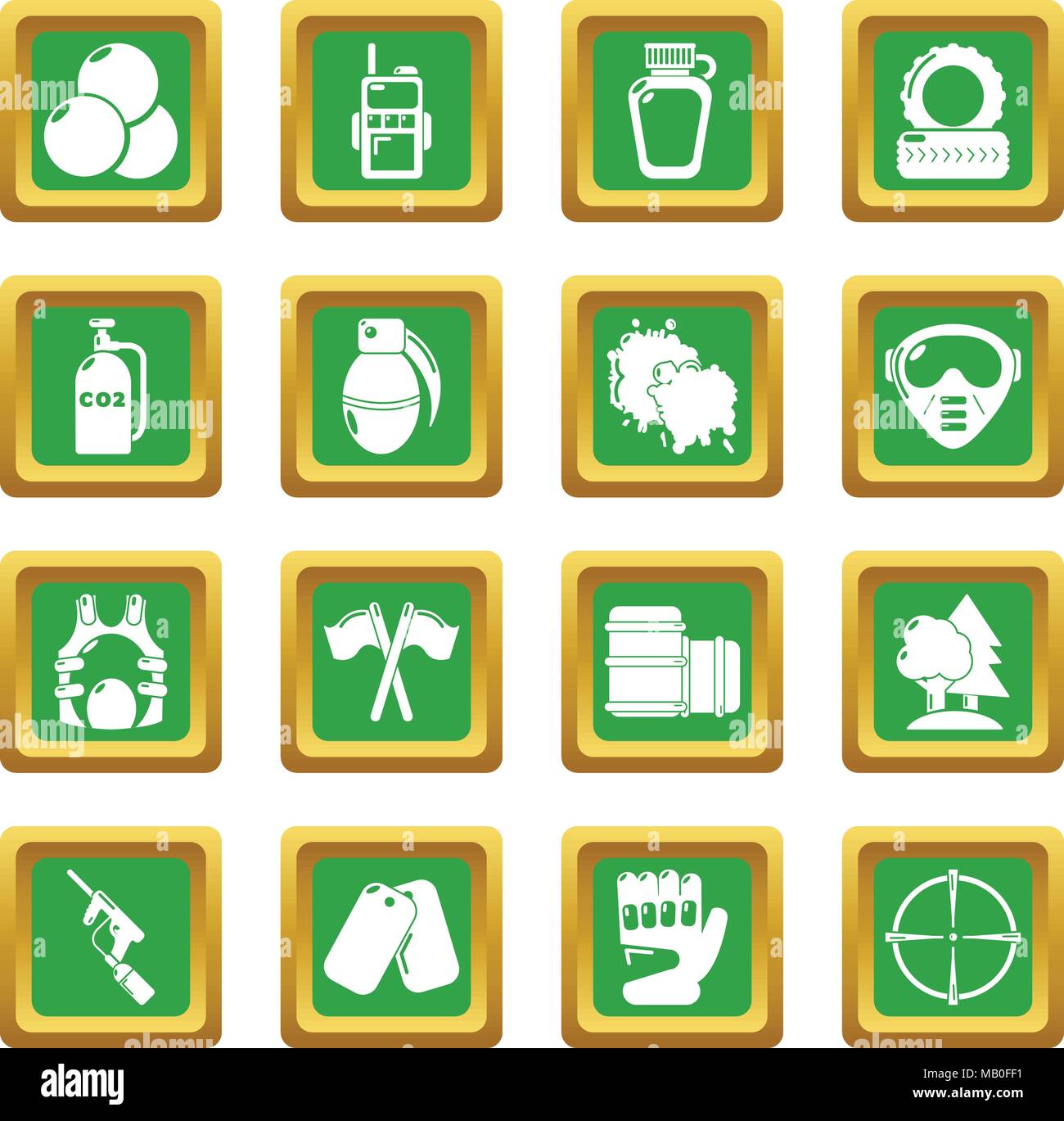 Paintball icons set green square vector Stock Vector Image & Art - Alamy