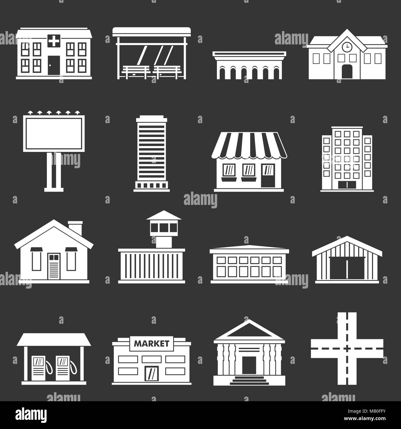 City infrastructure items icons set grey vector Stock Vector Image ...