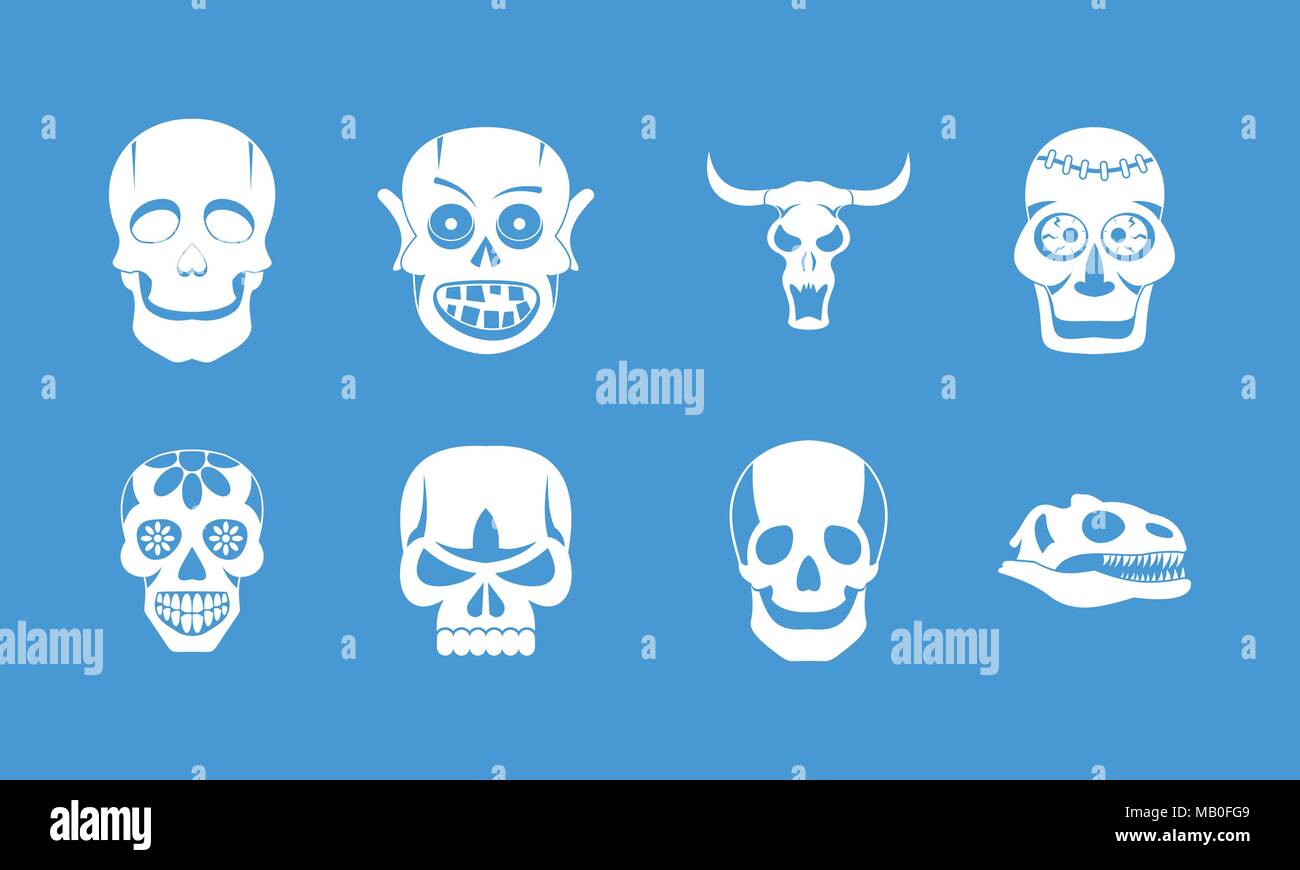 Skull icon blue set vector Stock Vector Image & Art - Alamy