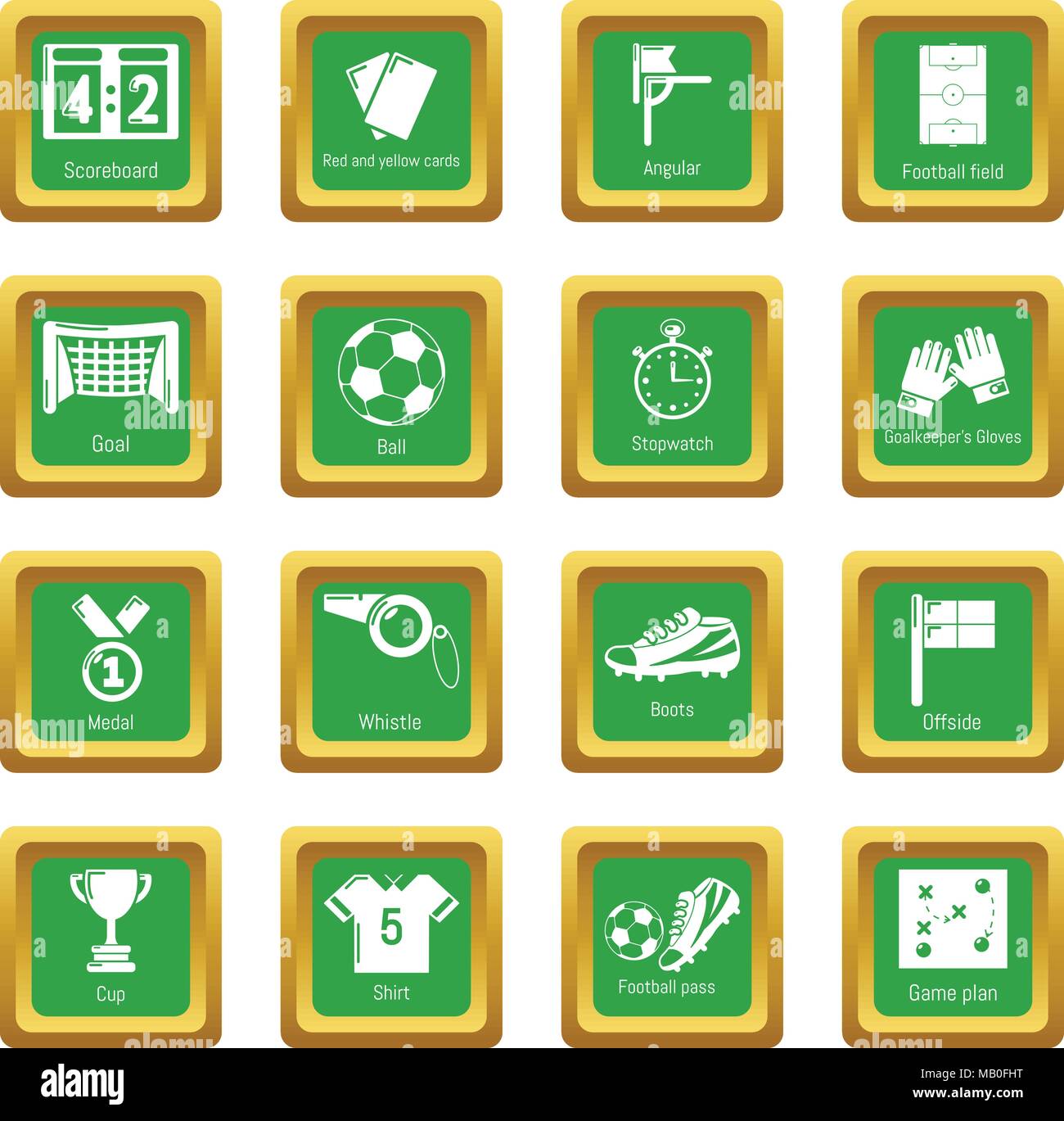Soccer football icons set green square vector Stock Vector Image & Art ...