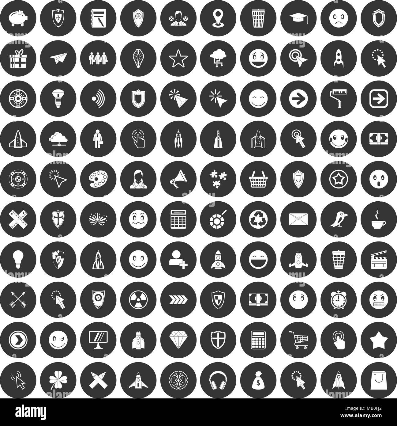 100 interface pictogram icons set black circle Stock Vector Image & Art ...