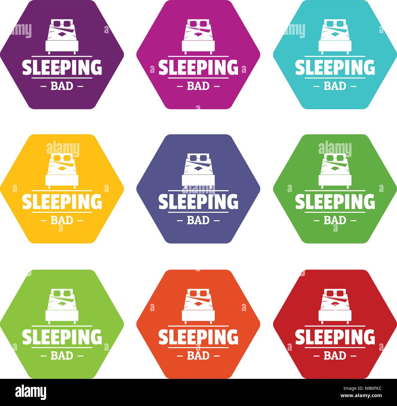 Sleeping bad icons set 9 vector Stock Vector Image & Art - Alamy