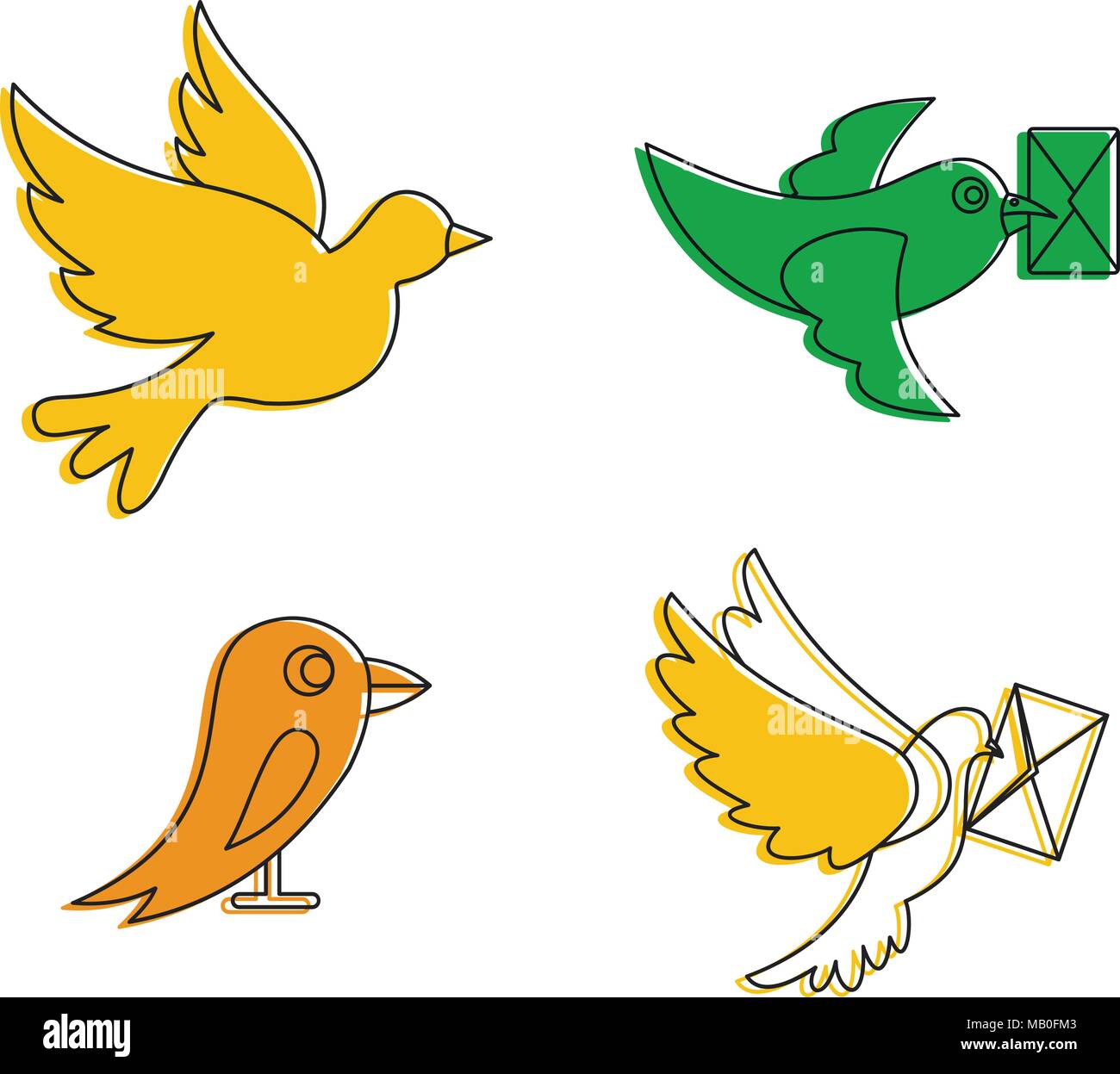 Postal bird icon set, color outline style Stock Vector Image & Art - Alamy