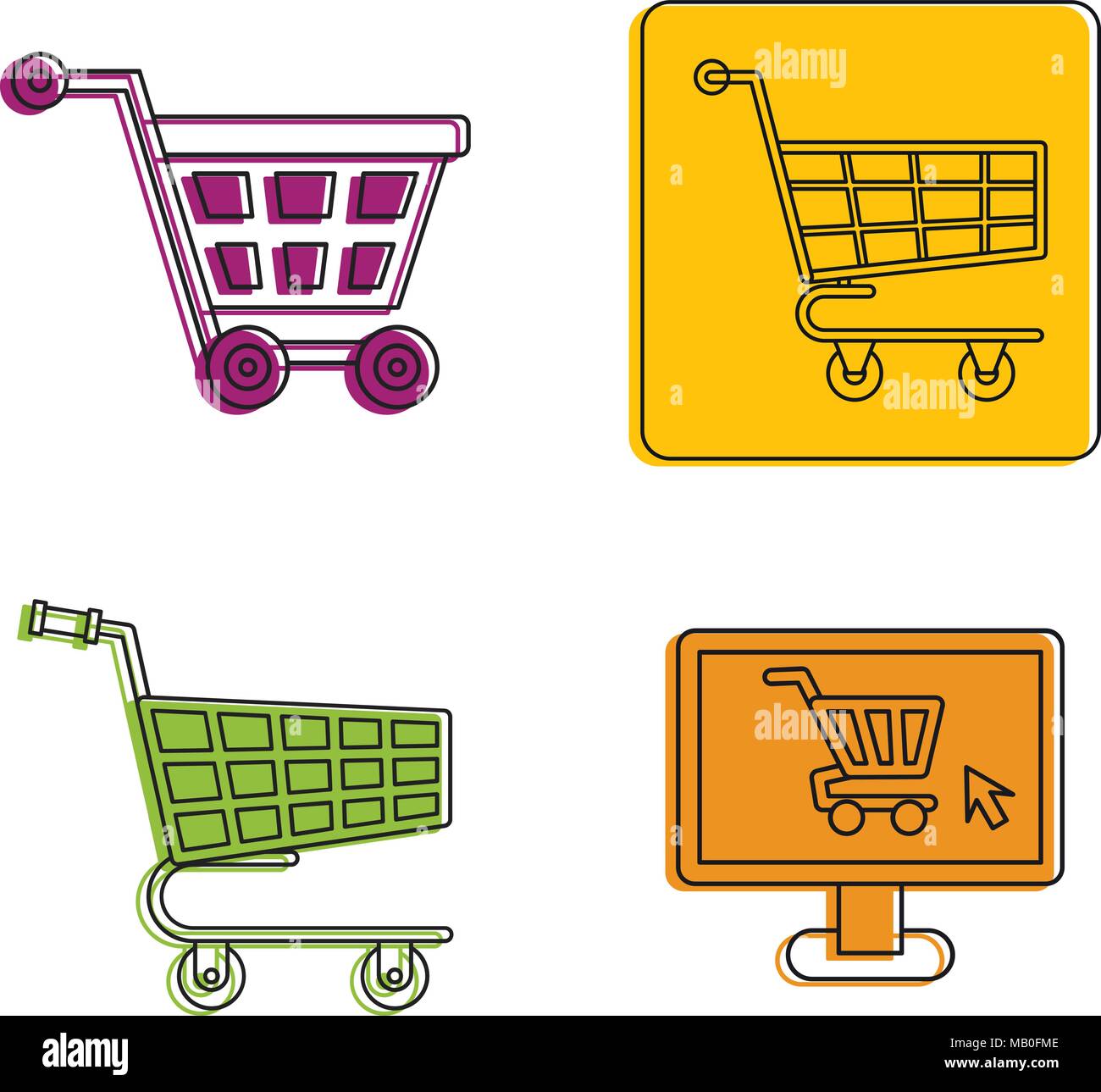 Shop cart icon set, color outline style Stock Vector Image & Art - Alamy