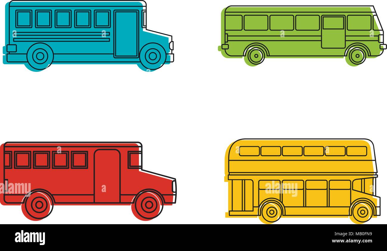 Bus icon set, color outline style Stock Vector Image & Art - Alamy