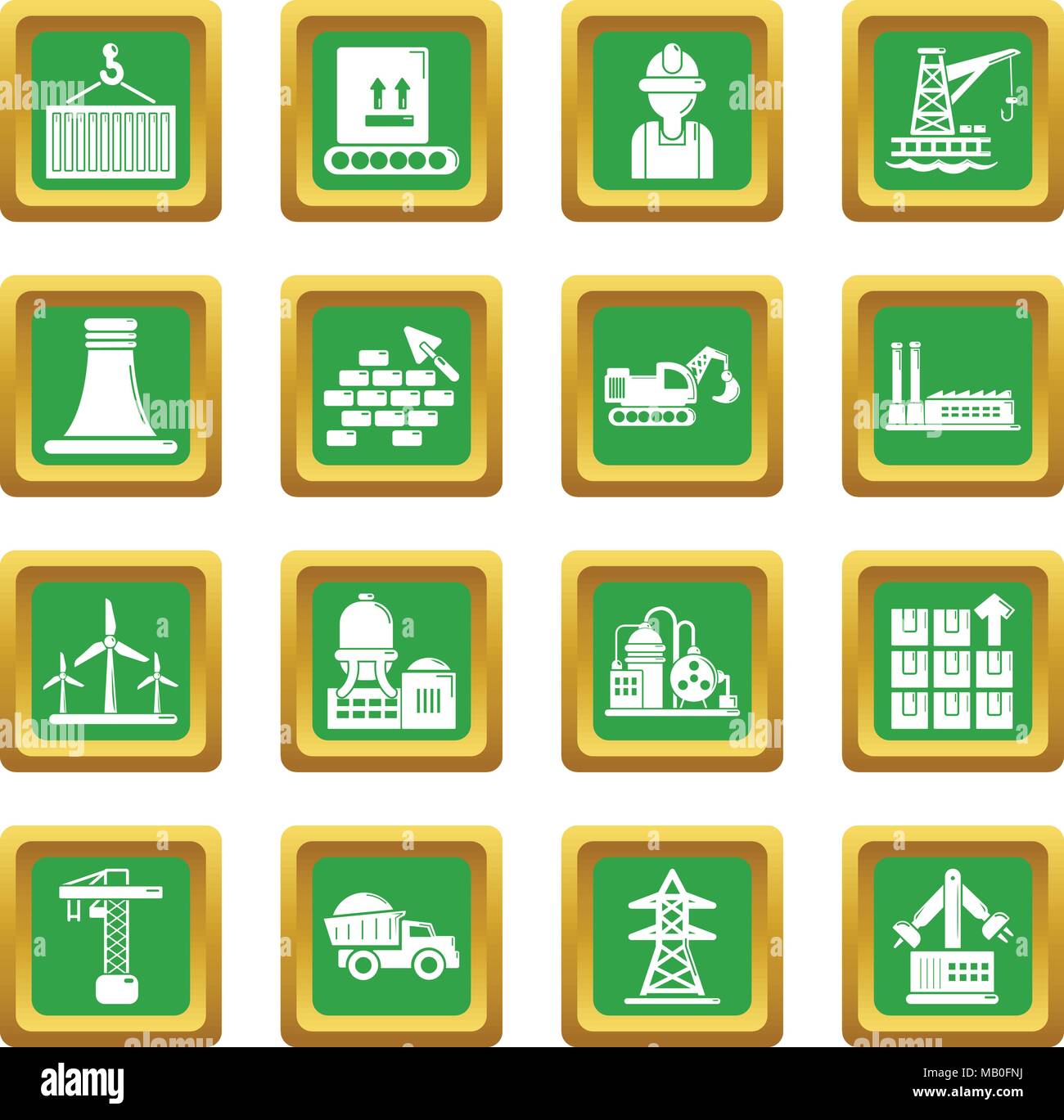 Industry icons set green square vector Stock Vector Image & Art - Alamy
