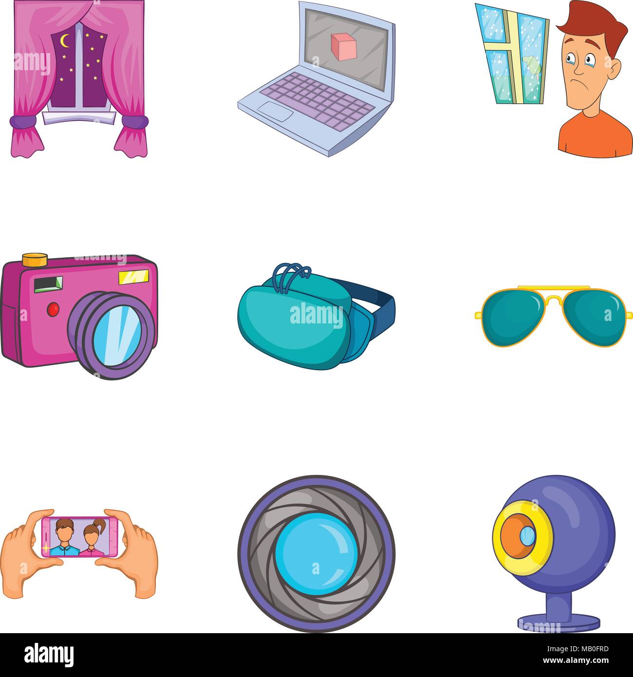 Visual icons set, cartoon style Stock Vector Image & Art - Alamy