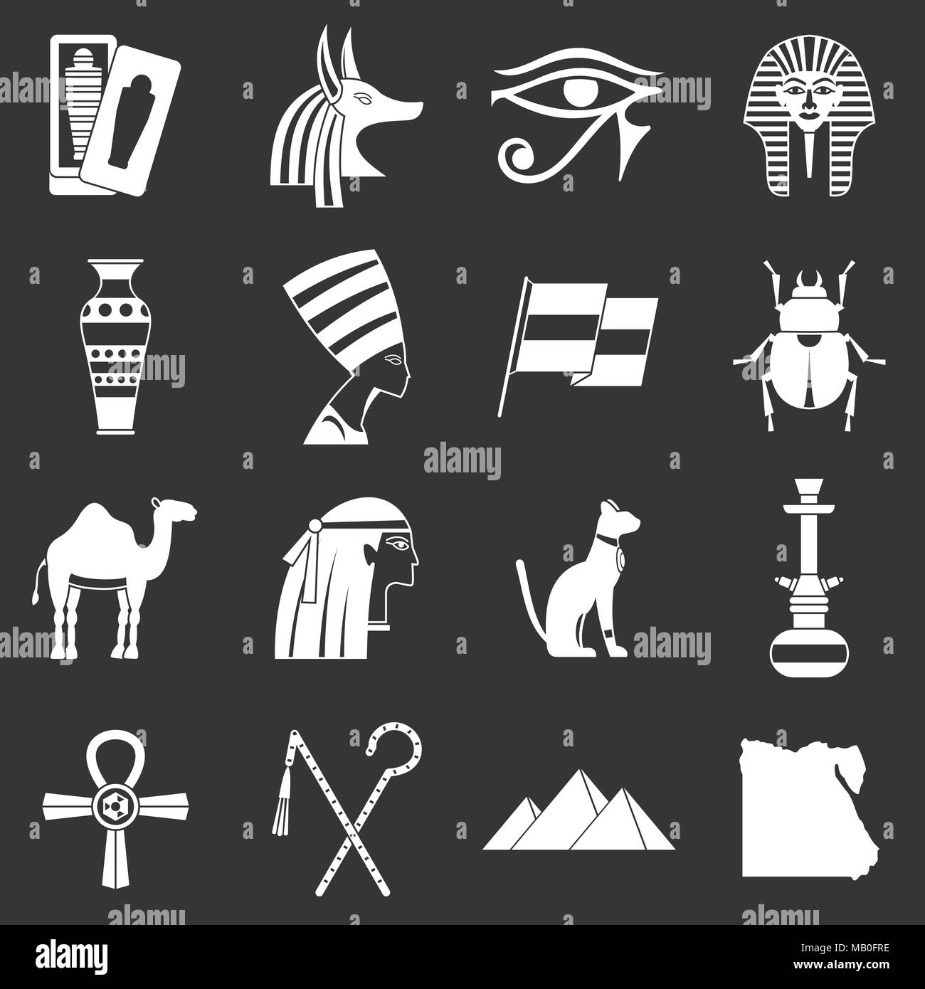 Egypt travel items icons set grey vector Stock Vector Image & Art - Alamy