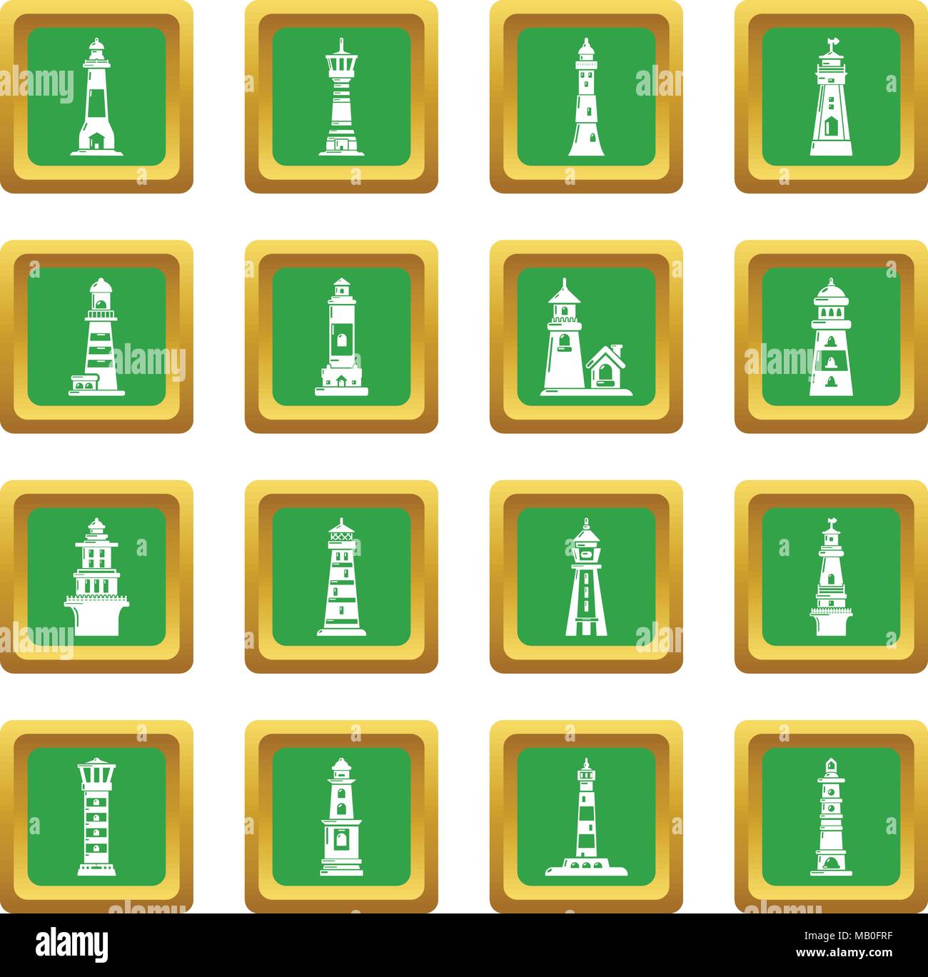 Lighthouse icons set green square vector Stock Vector Image & Art - Alamy