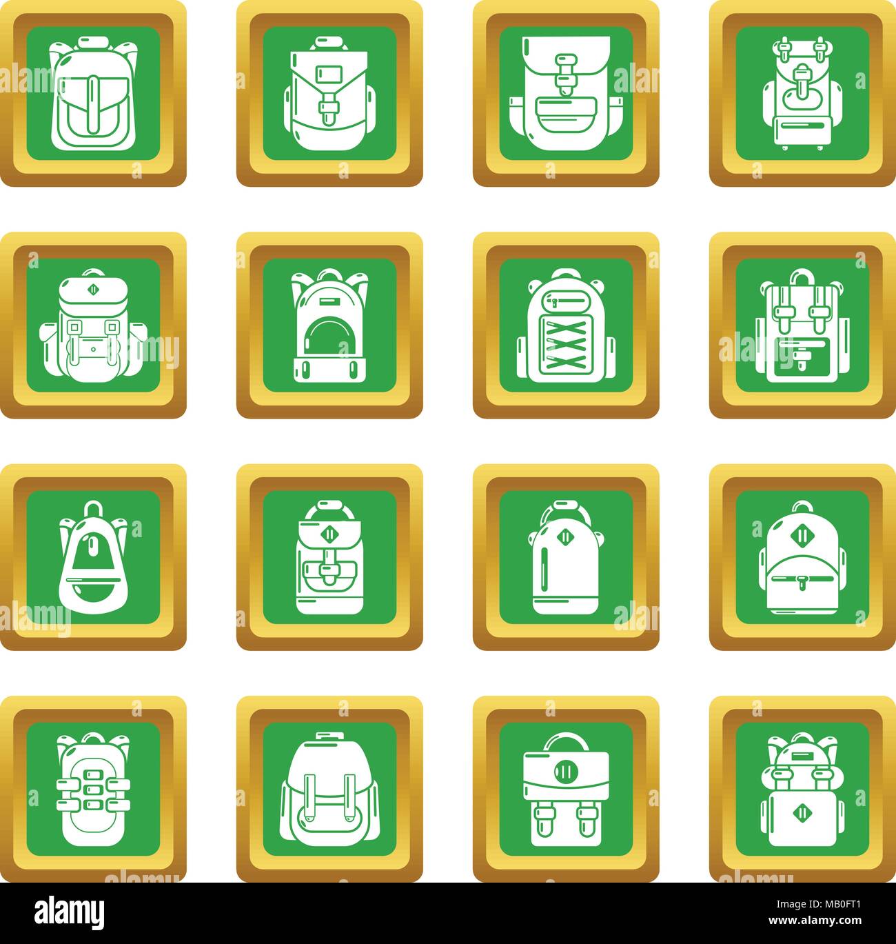 Backpack icons set green square vector Stock Vector Image & Art - Alamy