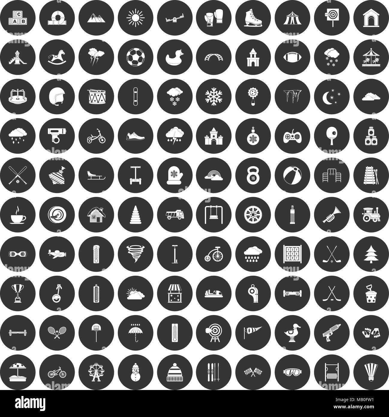 100 kids games icons set black circle Stock Vector Image & Art - Alamy