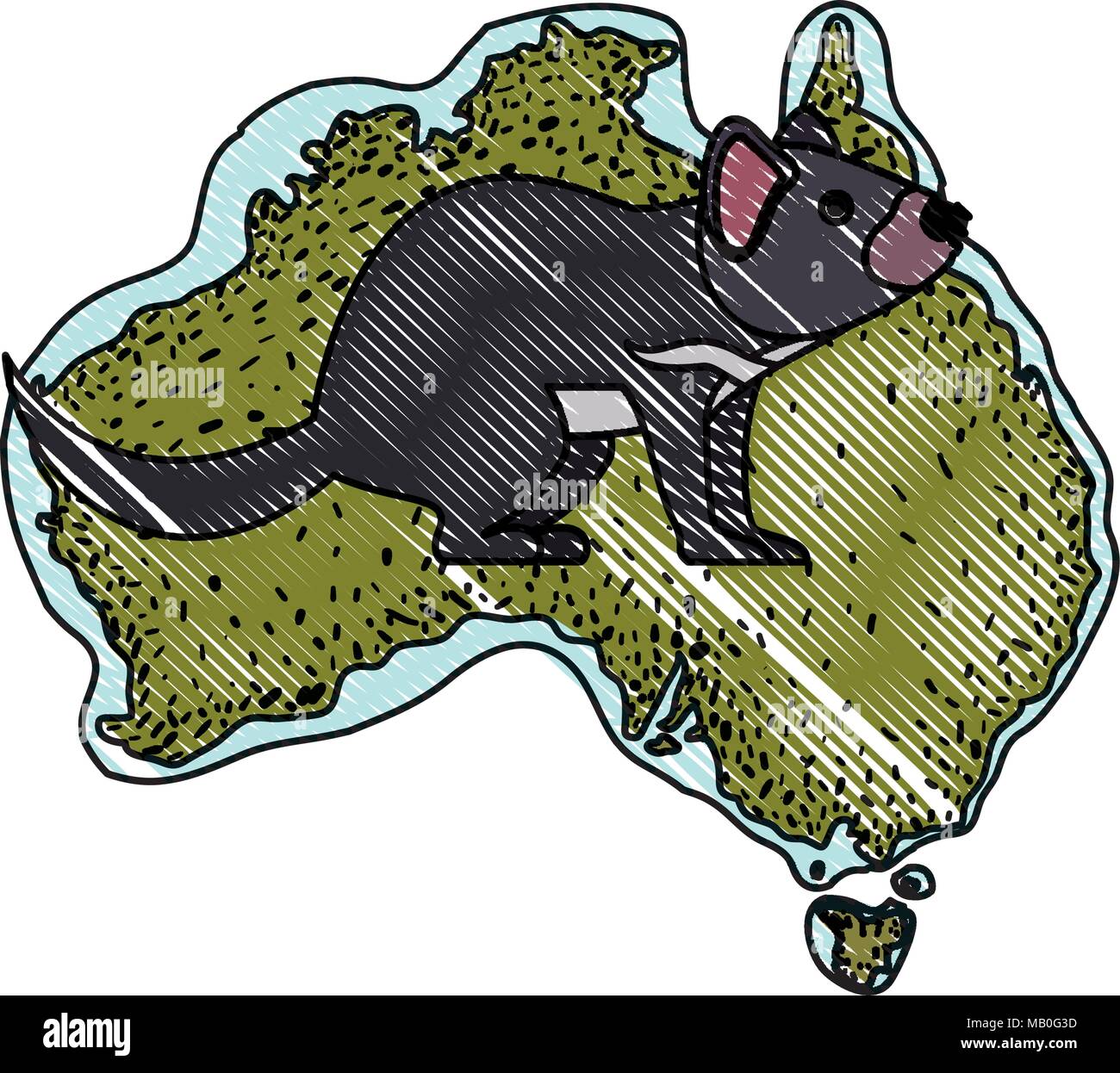 wild tasmanian devil creature over australian map Stock Vector Image ...