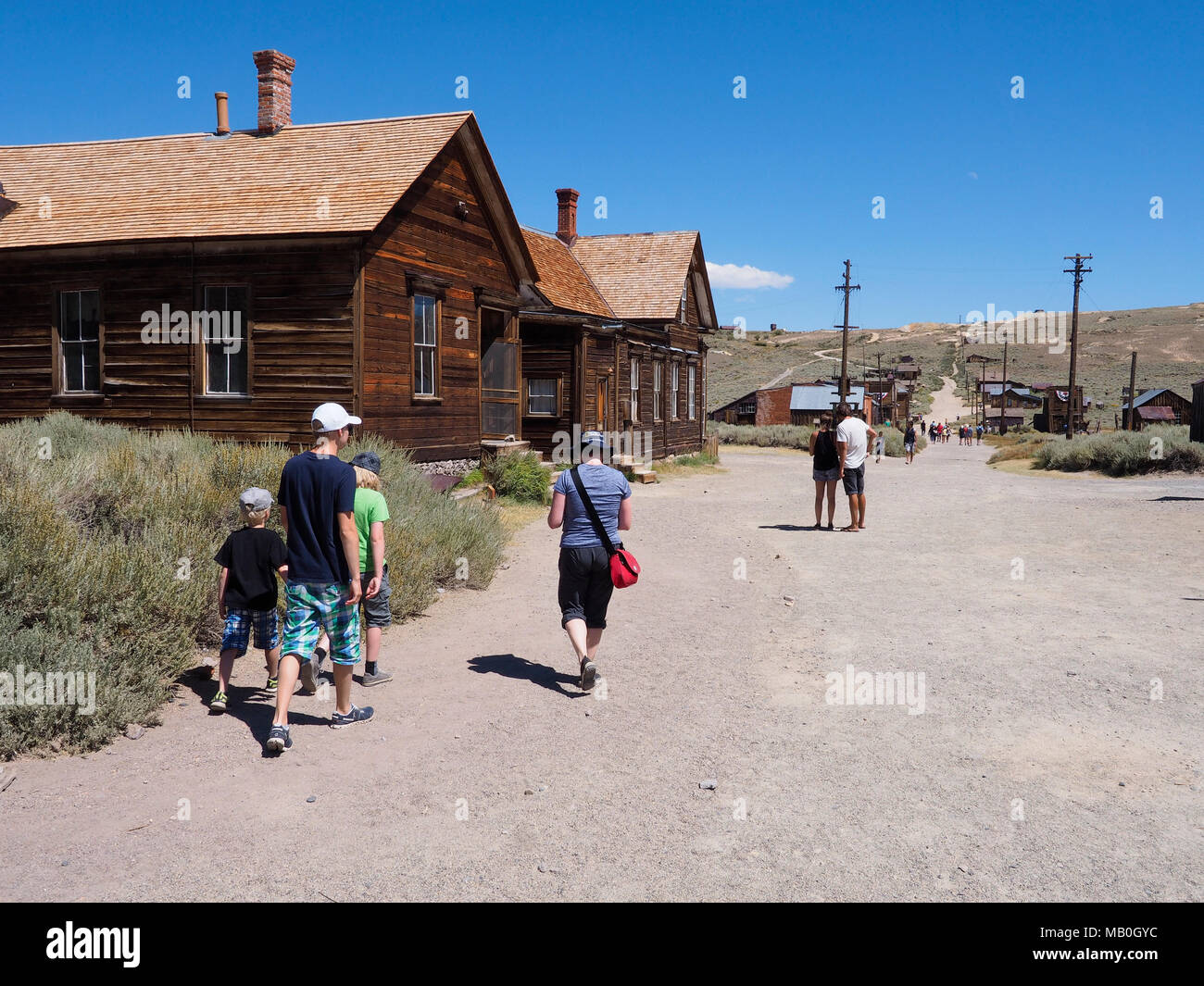 Bodie, CA (USA) - 10 August 2016: Tourists are strolling around ...