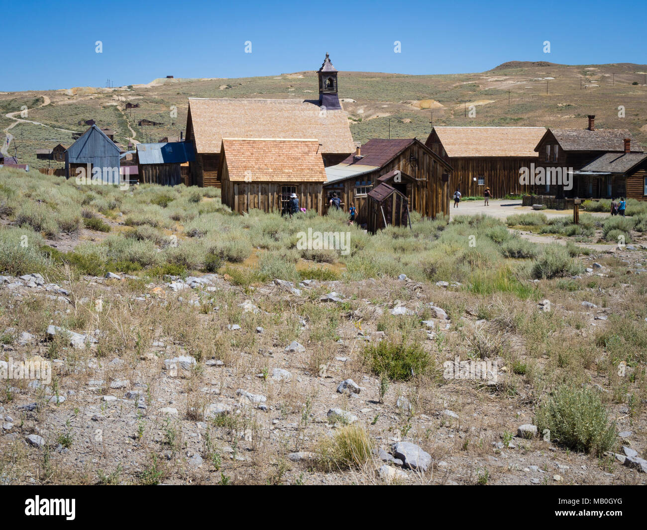 Bodie, CA (USA) - 10 August 2016: Tourists are strolling around ...