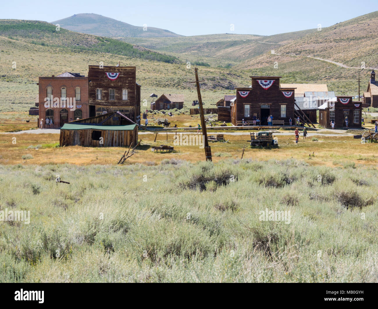 Bodie, CA (USA) - 10 August 2016: Tourists are strolling around ...