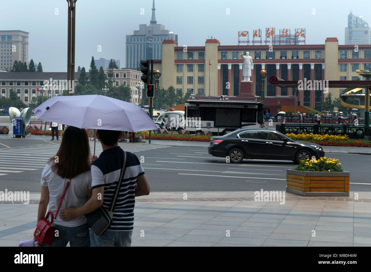 Urban high angle view of Tianfu square in Chengdu, Sichuan. The largest ...